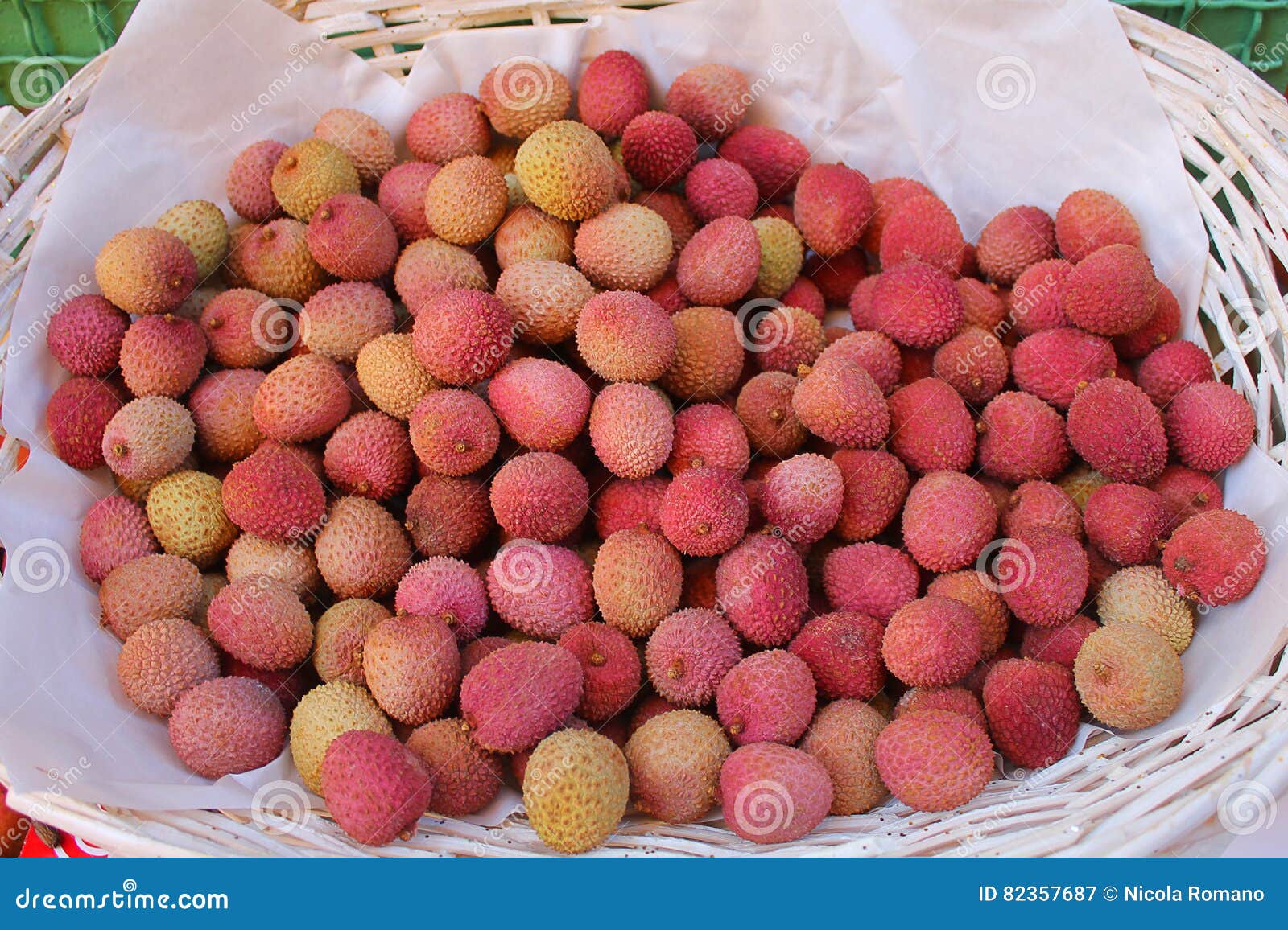 Lychee Fruit in a Wicker Basket Stock Image - Image of tropical ...