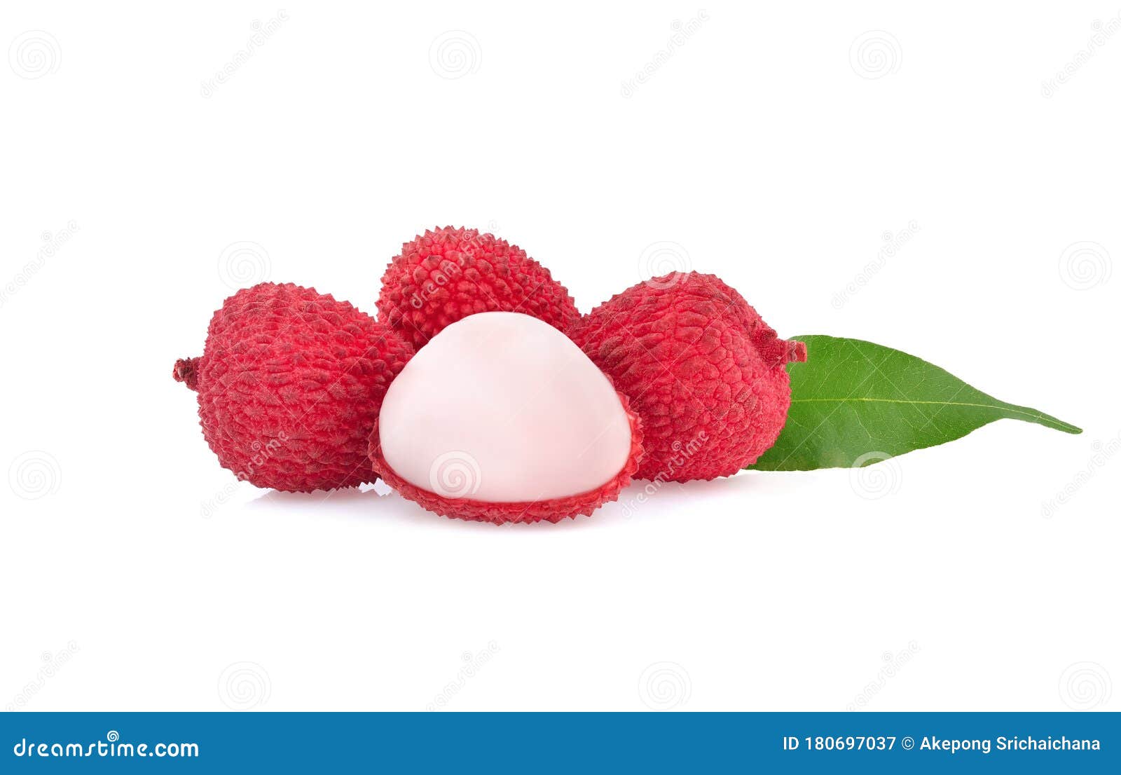 Lychee Isolated on White Background Stock Image - Image of leaf, fruit ...