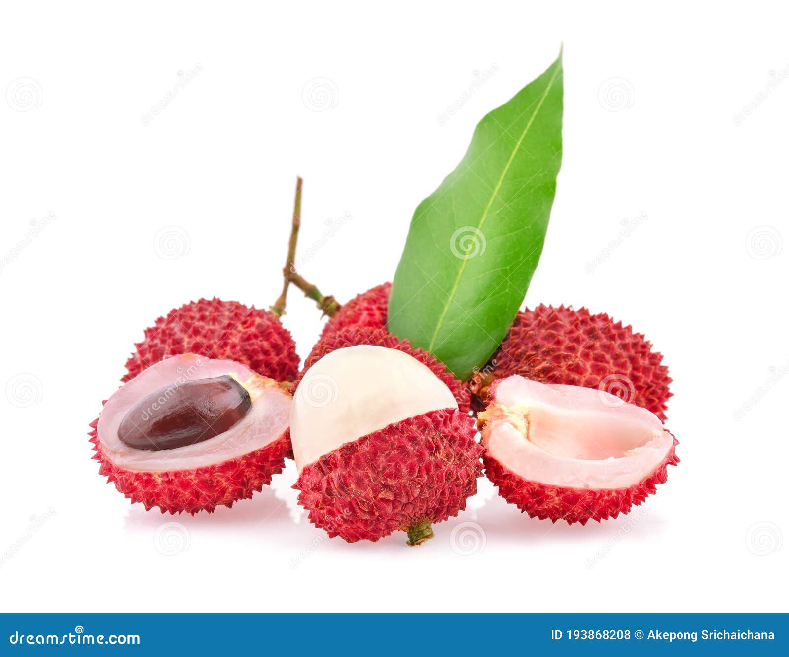 Lychee with Leaf Isolated on White Background Stock Photo - Image of ...