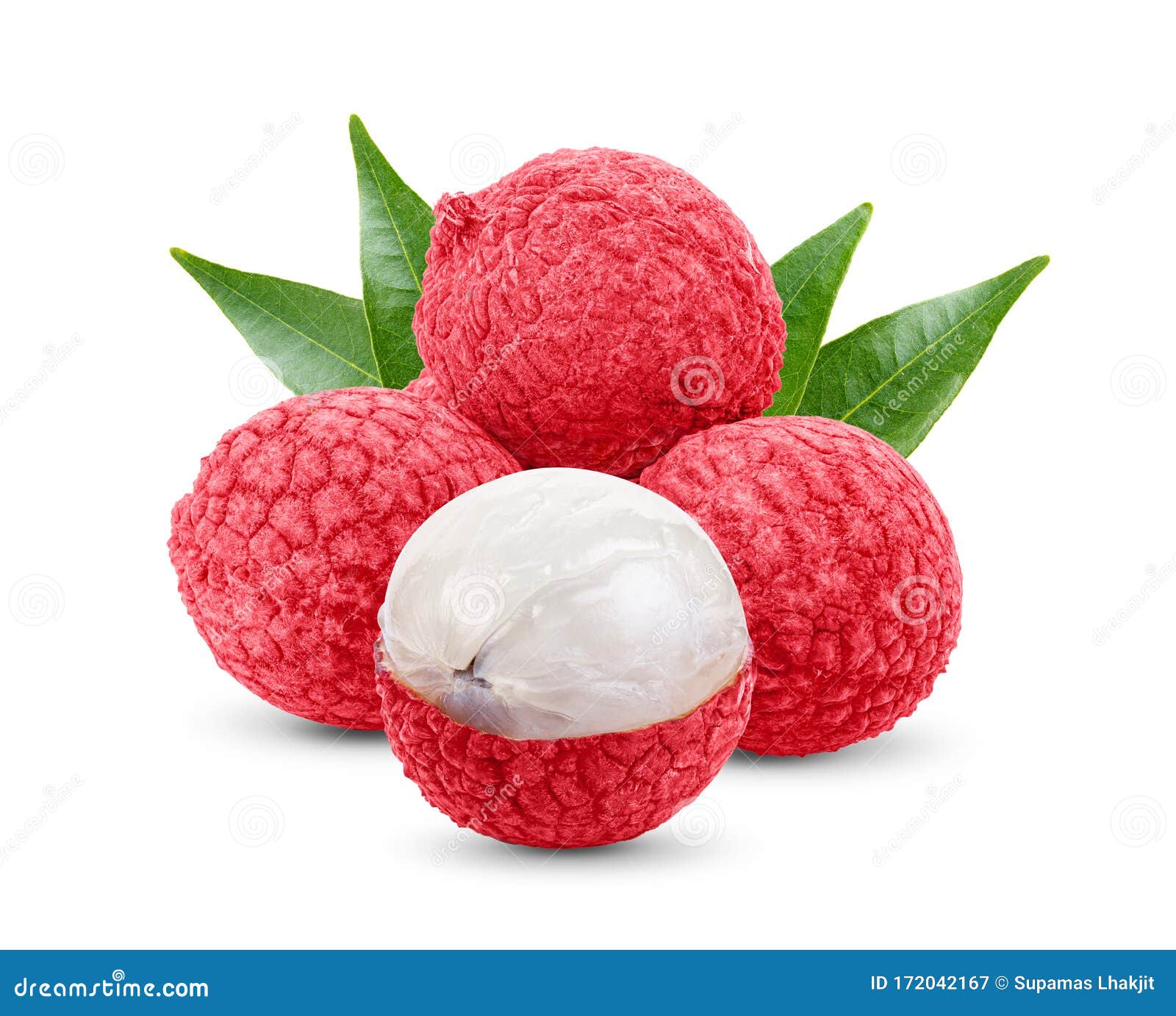 Lychee with Leaves Isolated on White Stock Image - Image of food, asian ...