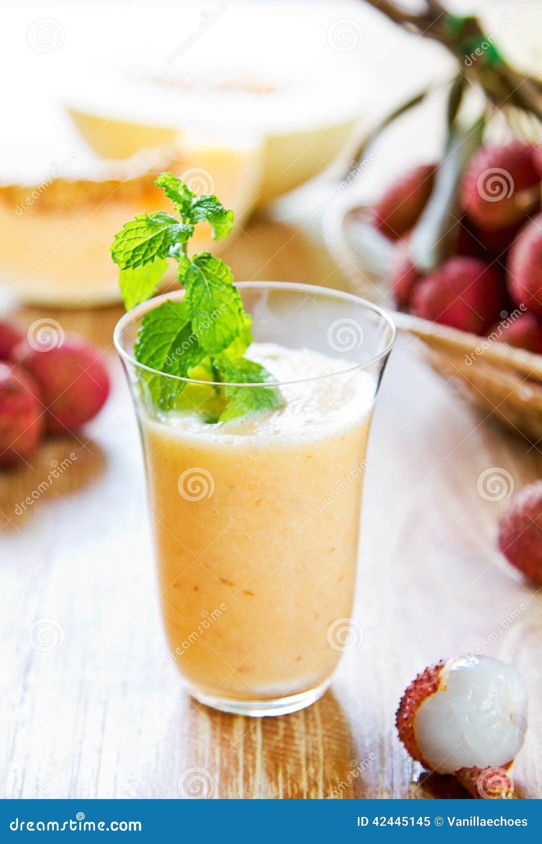 Lychee with Melon smoothie stock image. Image of nutritious - 42445145