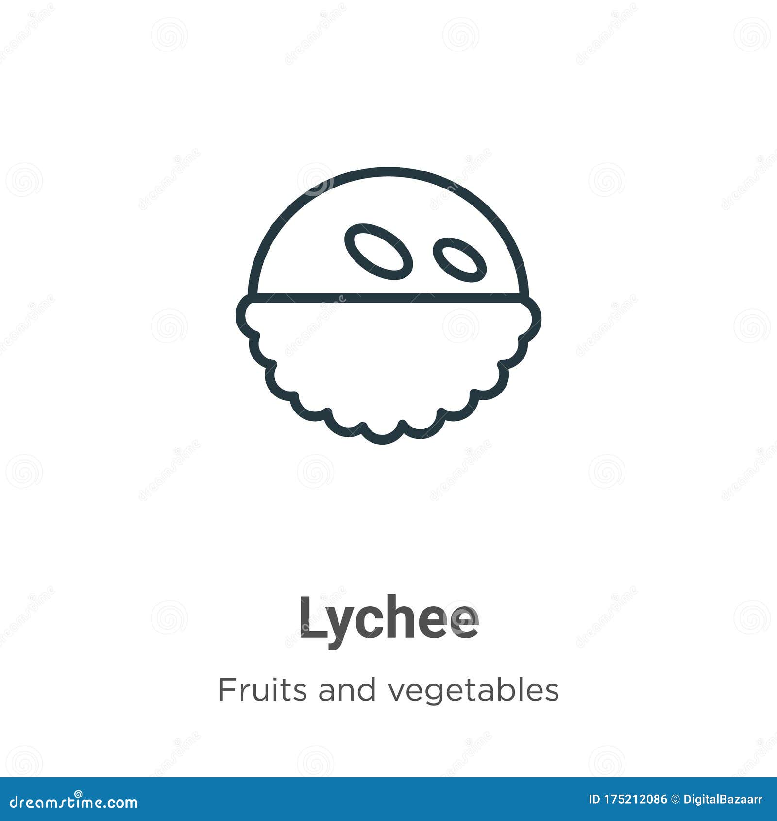 Lychee Outline Vector Icon. Thin Line Black Lychee Icon, Flat Vector ...