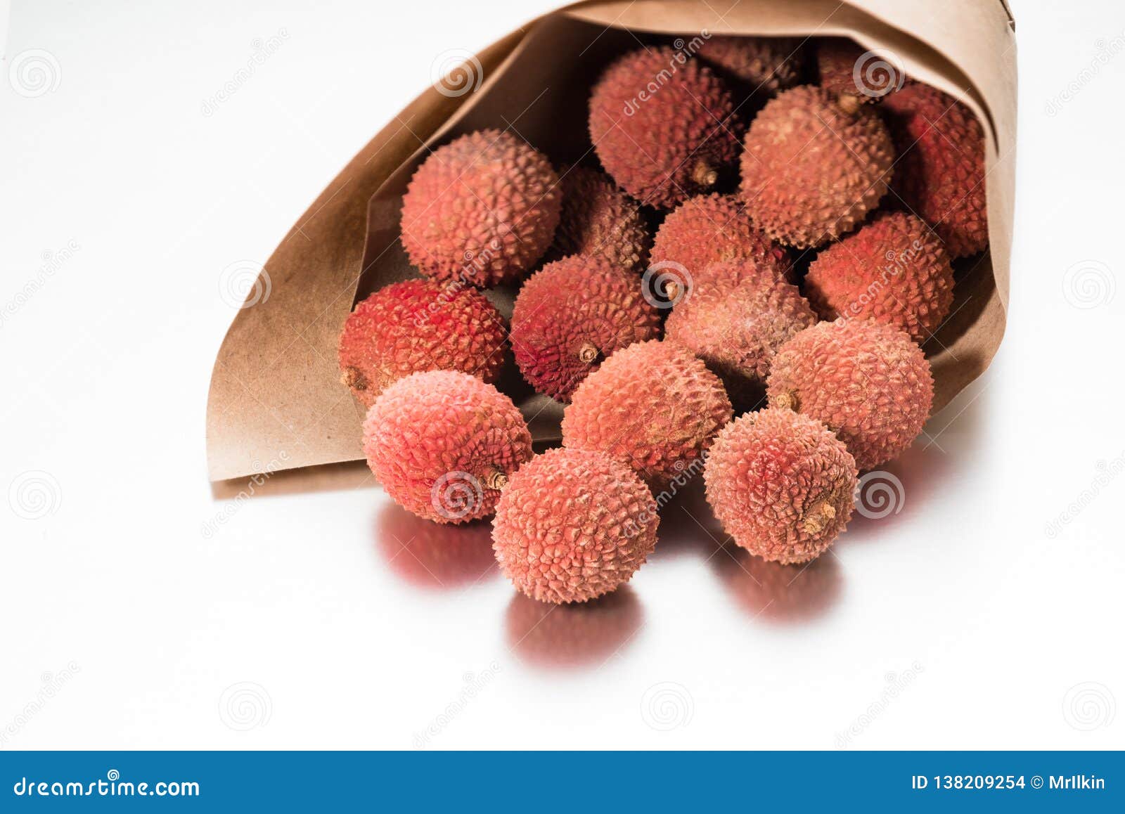 Lychee in Paper Bag on White Background Stock Photo - Image of package ...