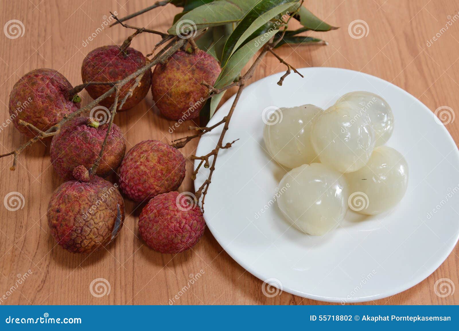 Lychee peel out on dish stock photo. Image of agriculture - 55718802
