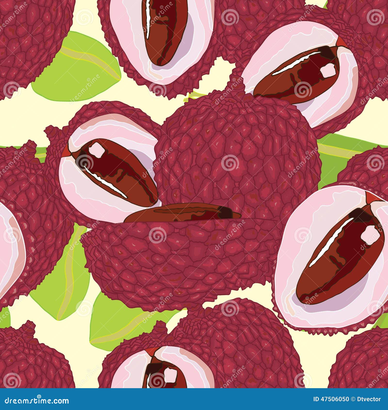 Lychee seamless pattern stock vector. Illustration of doodle - 47506050