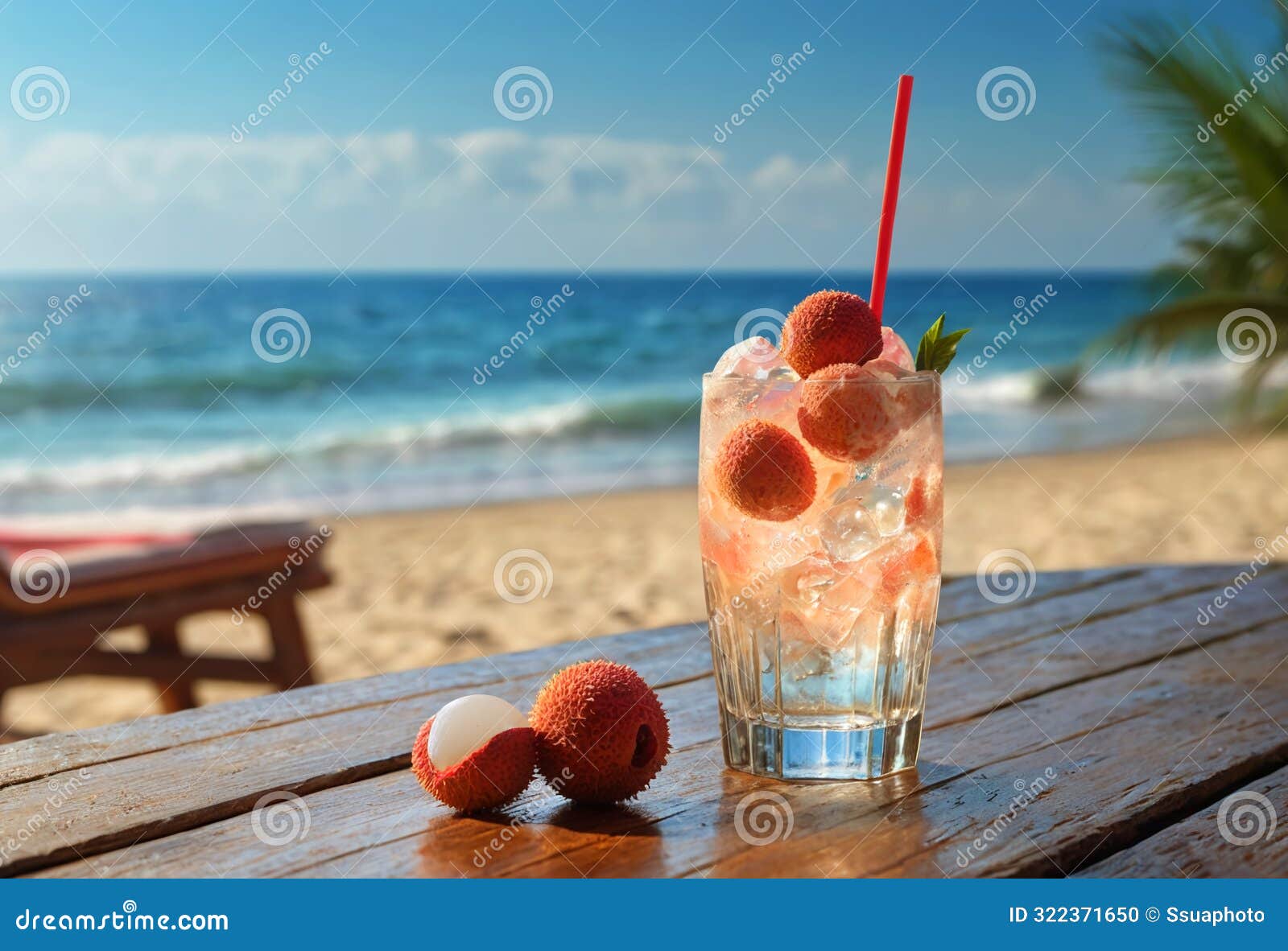 Lychee Spritz Cocktail on the Wooden Table. Generative AI Stock ...