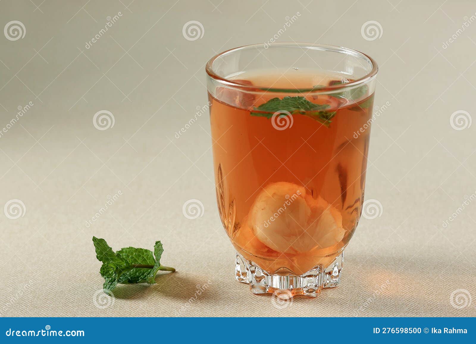 Lychee Tea, Sweet Tea with Canned Litchi and Mint Leaf Stock Photo ...