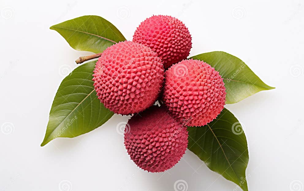 Lychee Tree Leaf Seen from Above on White Background -Generative Ai ...