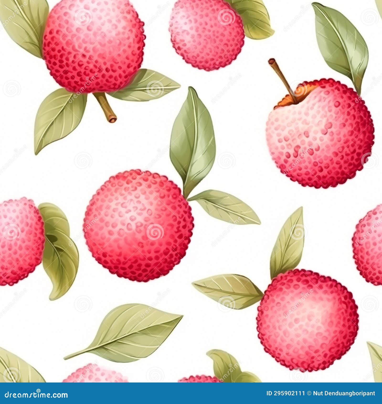 Lychee Watercolor Seamless Pattern Fresh Fruit Wallpaper Stock ...