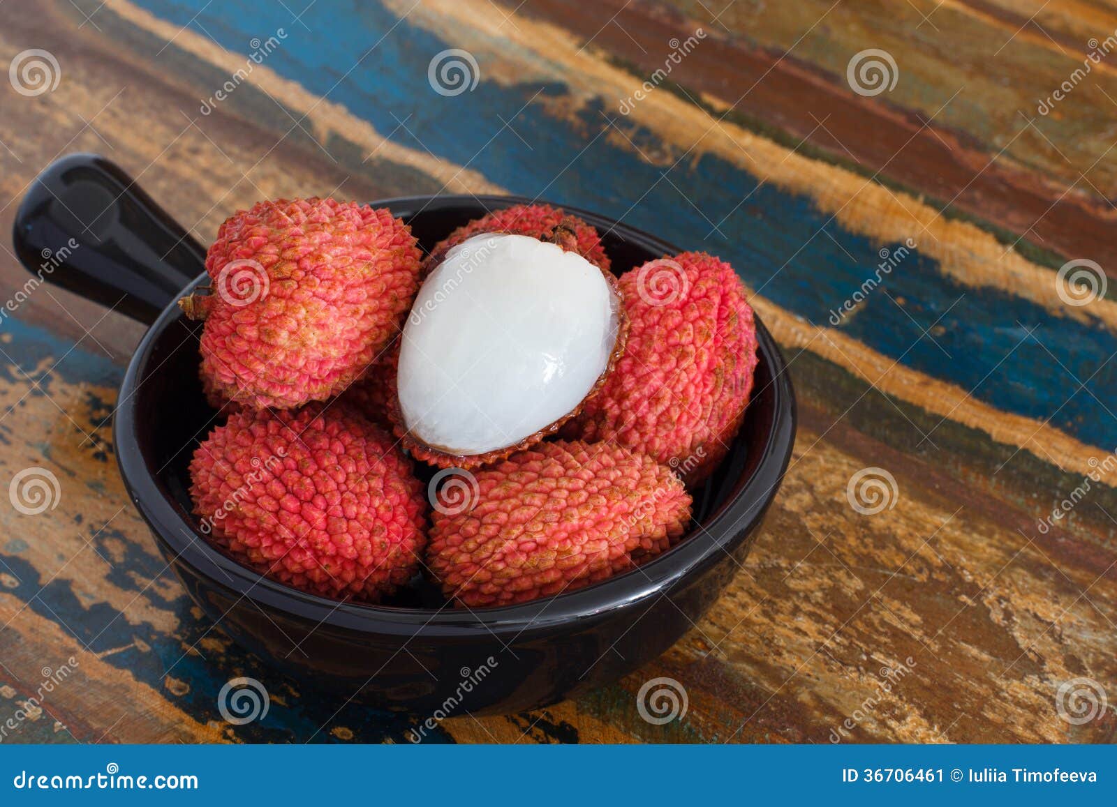 Lychee on a wooden table stock image. Image of delicious - 36706461