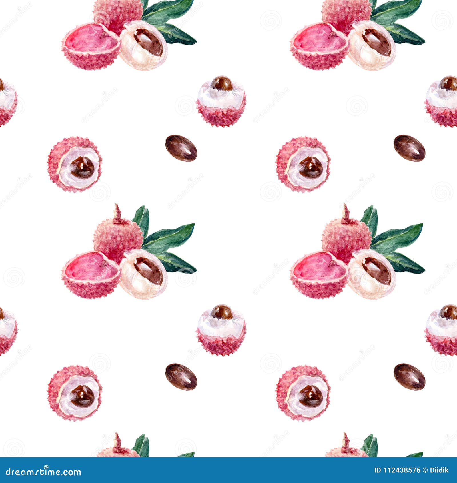 Lychees Illustration Seamless Pattern. Stock Illustration ...
