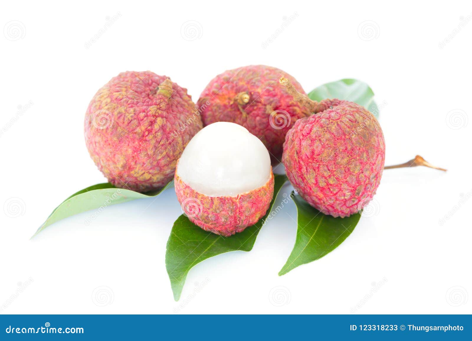 Lychees with Leaves on White Stock Image - Image of fruit, ingredient ...