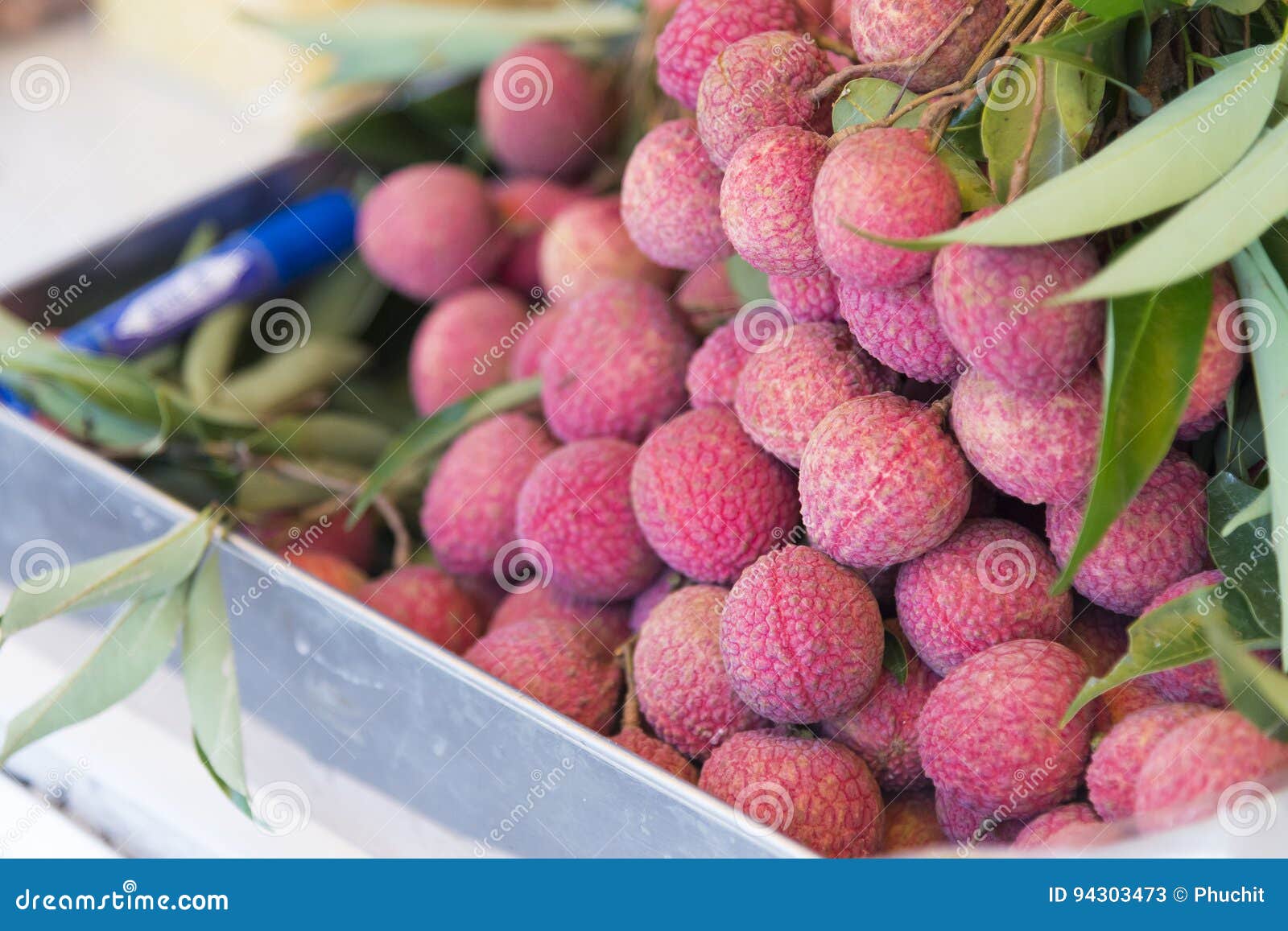 The lychees in the tray. stock image. Image of group - 94303473