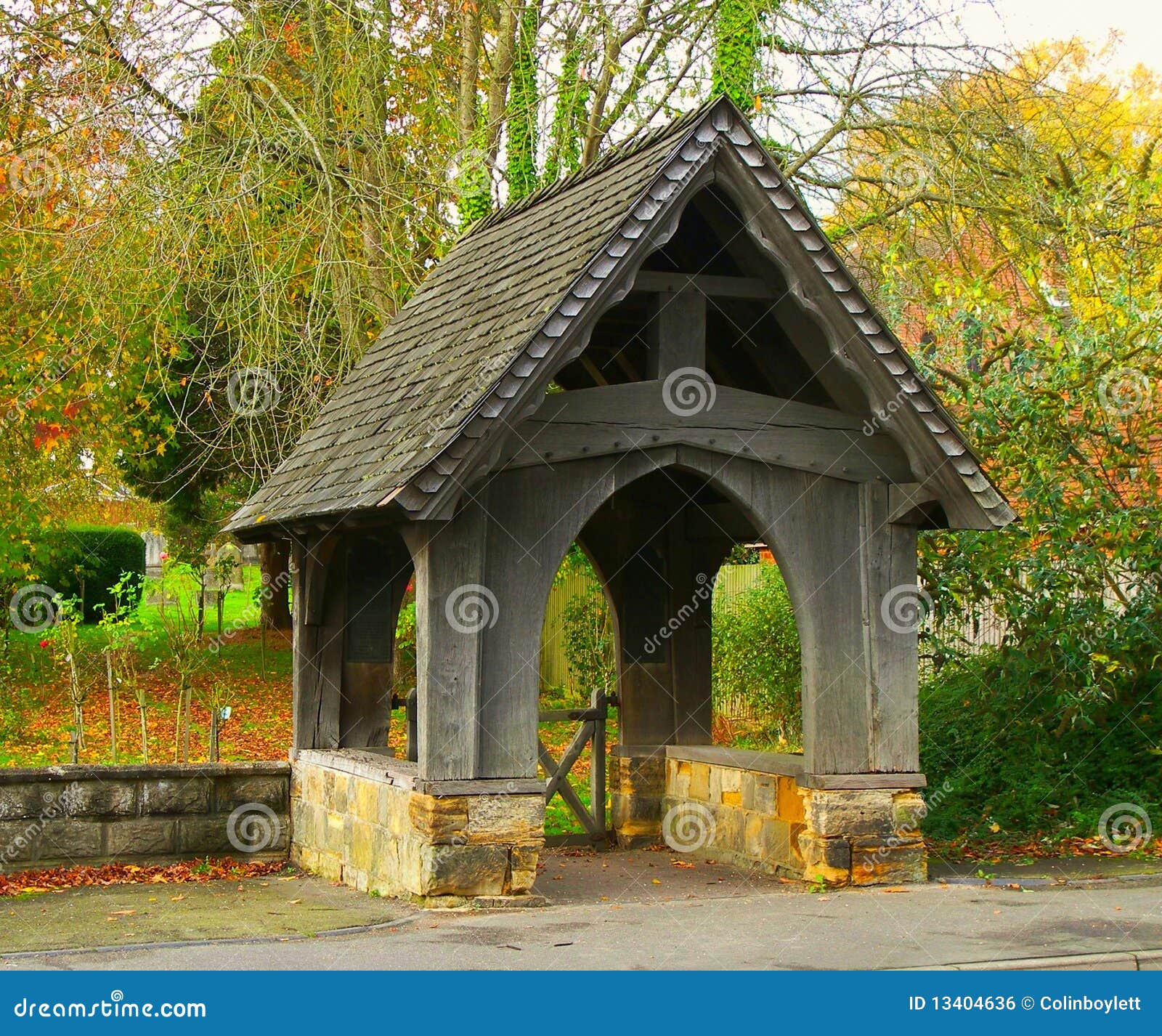 Lychgate stock photo. Image of stone, arch, timber, green - 13404636