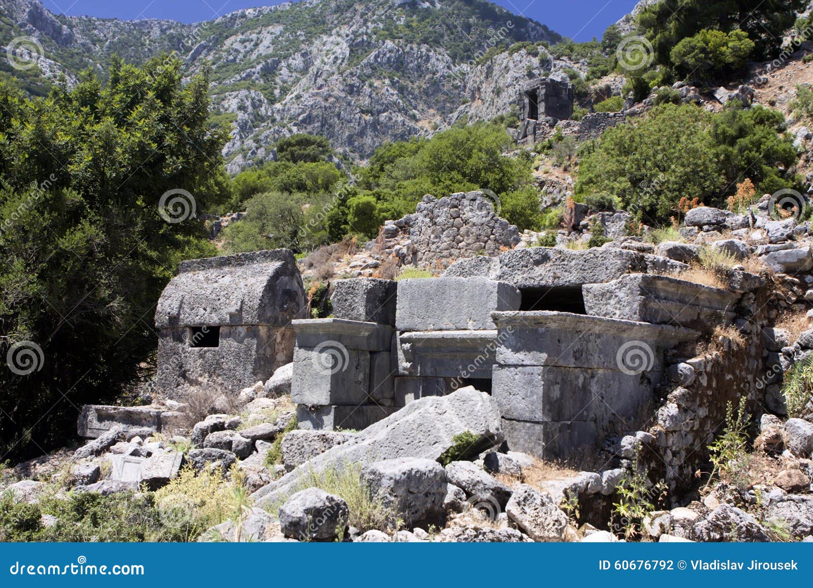 Lycian Tomb, Pinara, Turkey Stock Photo - Image of amphitheater, blue ...