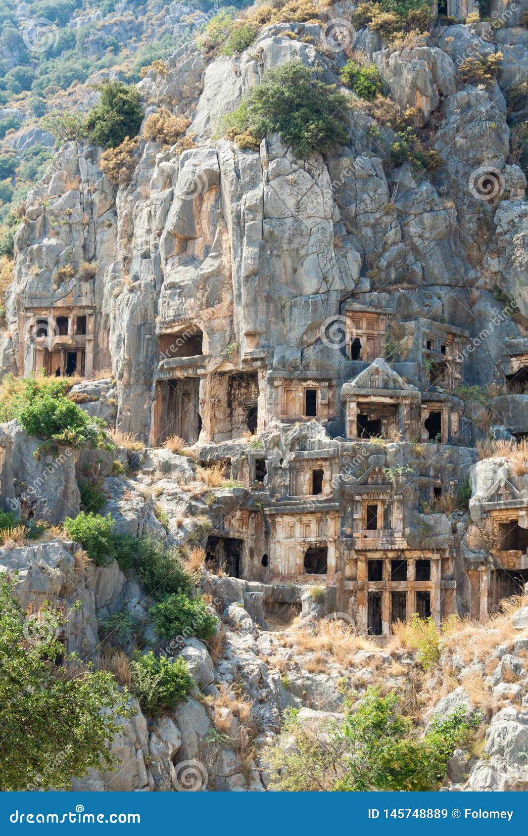 Lycian Tombs in Myra, Turkey, Demre Stock Image - Image of turkey ...