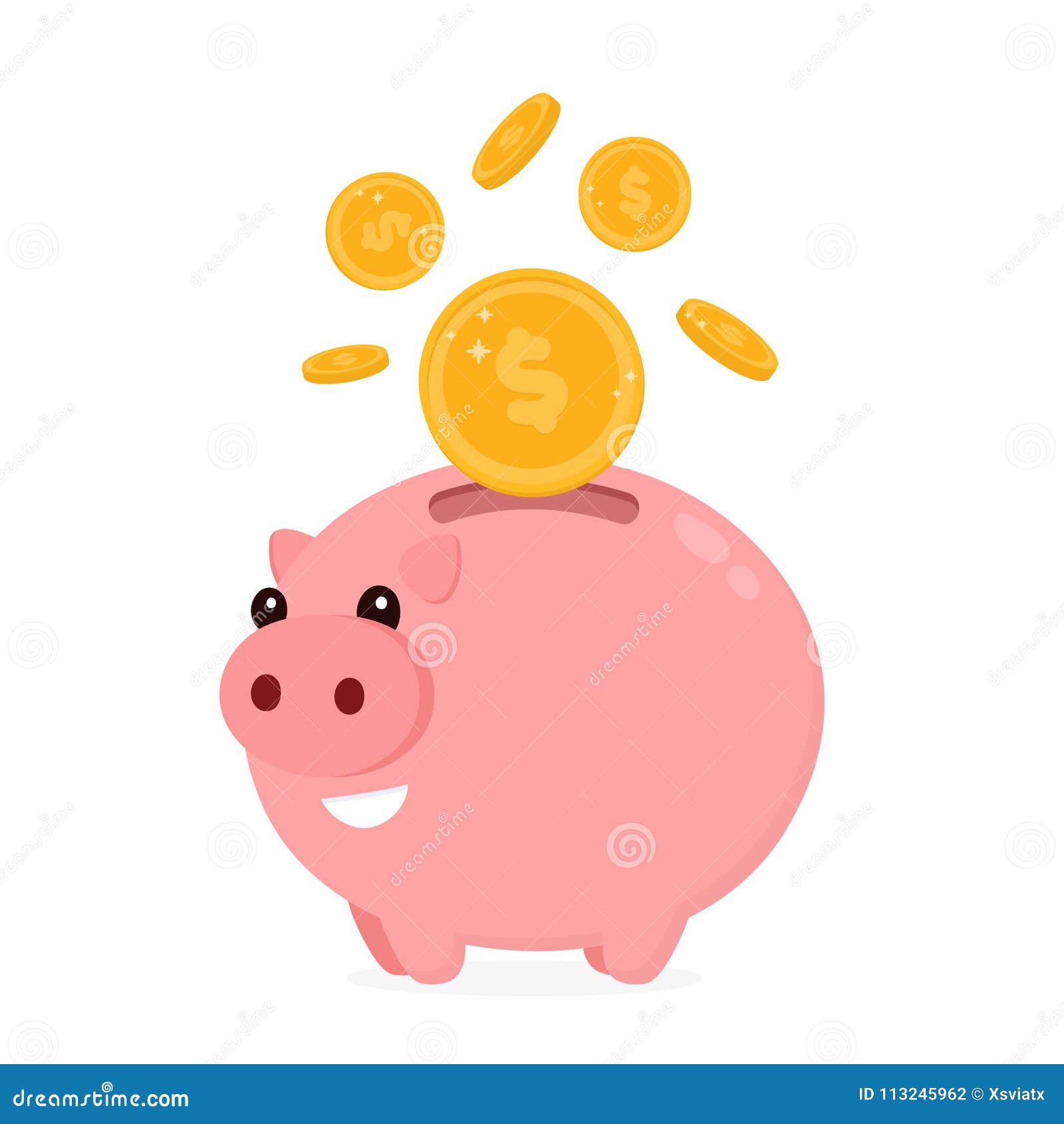 Lycklig Gullig Rolig Le Spargris Vektor Illustrationer - Illustration ...