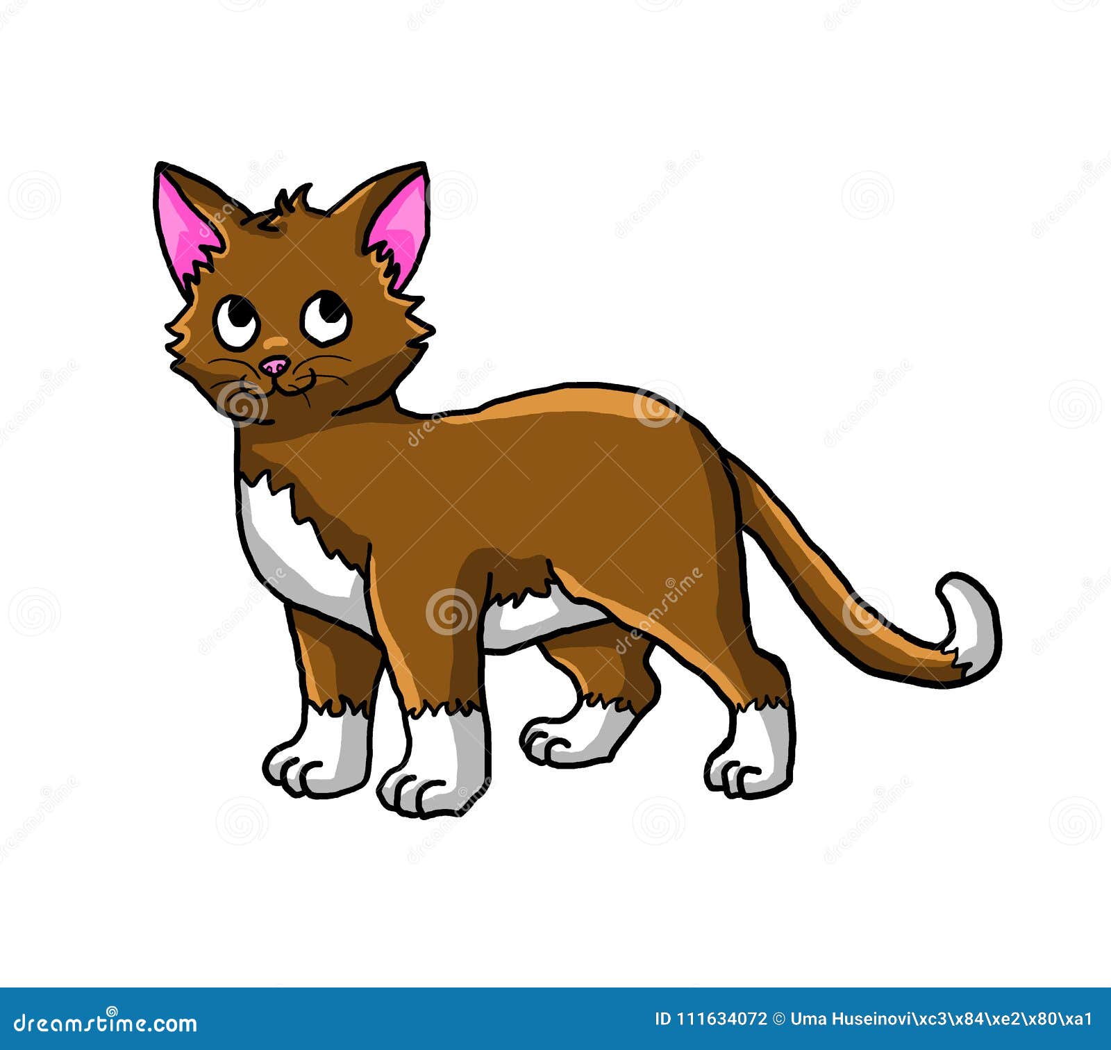 Lycklig nyfiken brun katt stock illustrationer. Illustration av tecknad ...