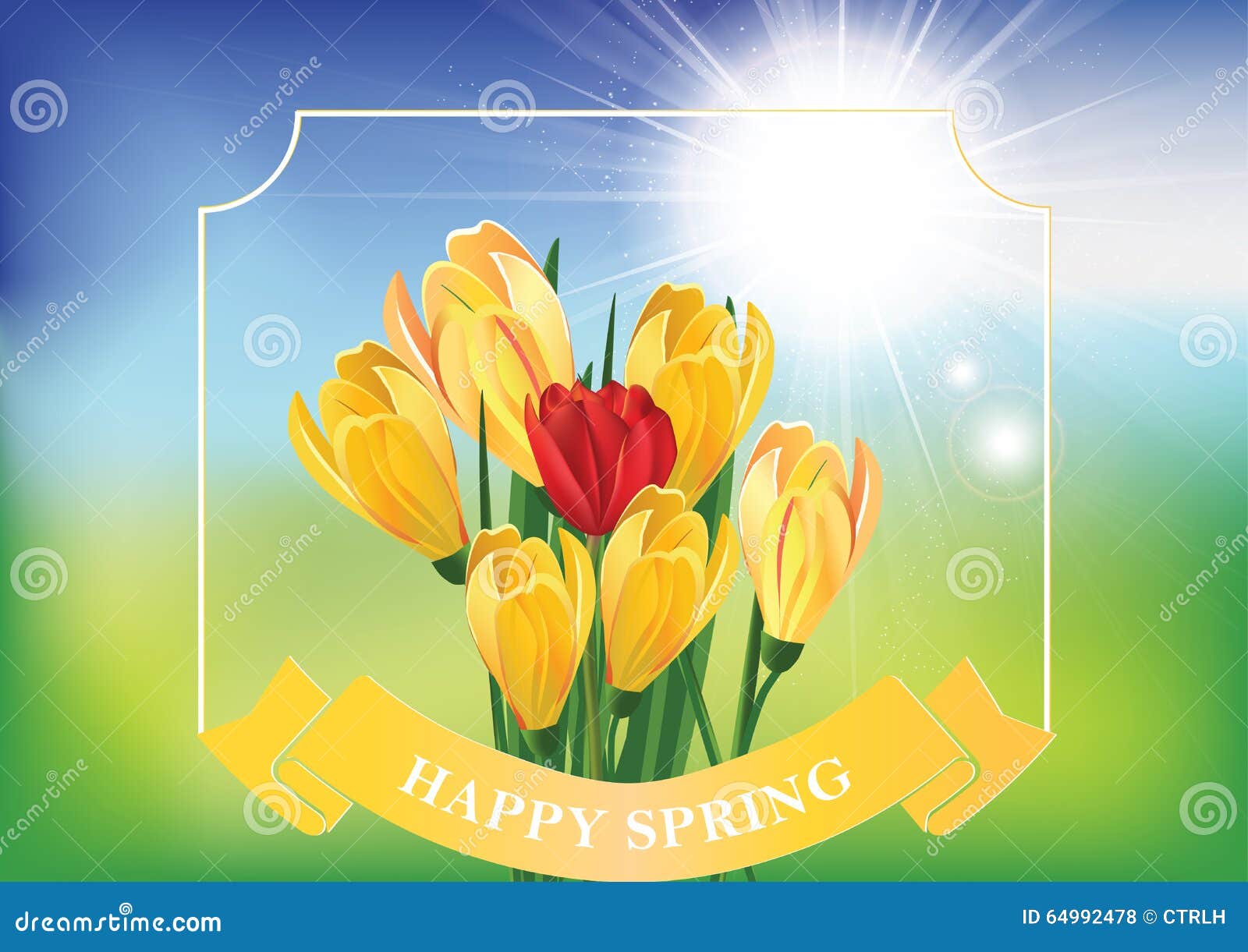 Lycklig vårbild vektor illustrationer. Illustration av solsken - 64992478