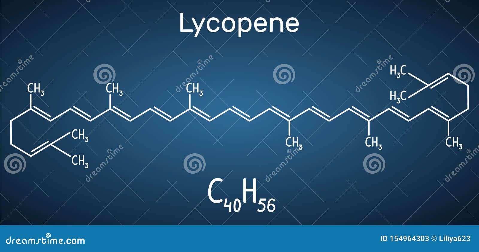 Lycopene Molecule. Structural Chemical Formula And Molecule Model ...