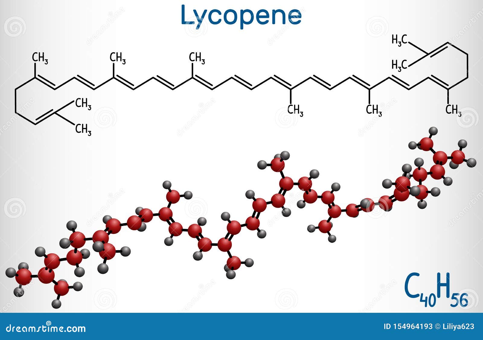 Lycopene Molecule. Structural Chemical Formula And Molecule Model ...
