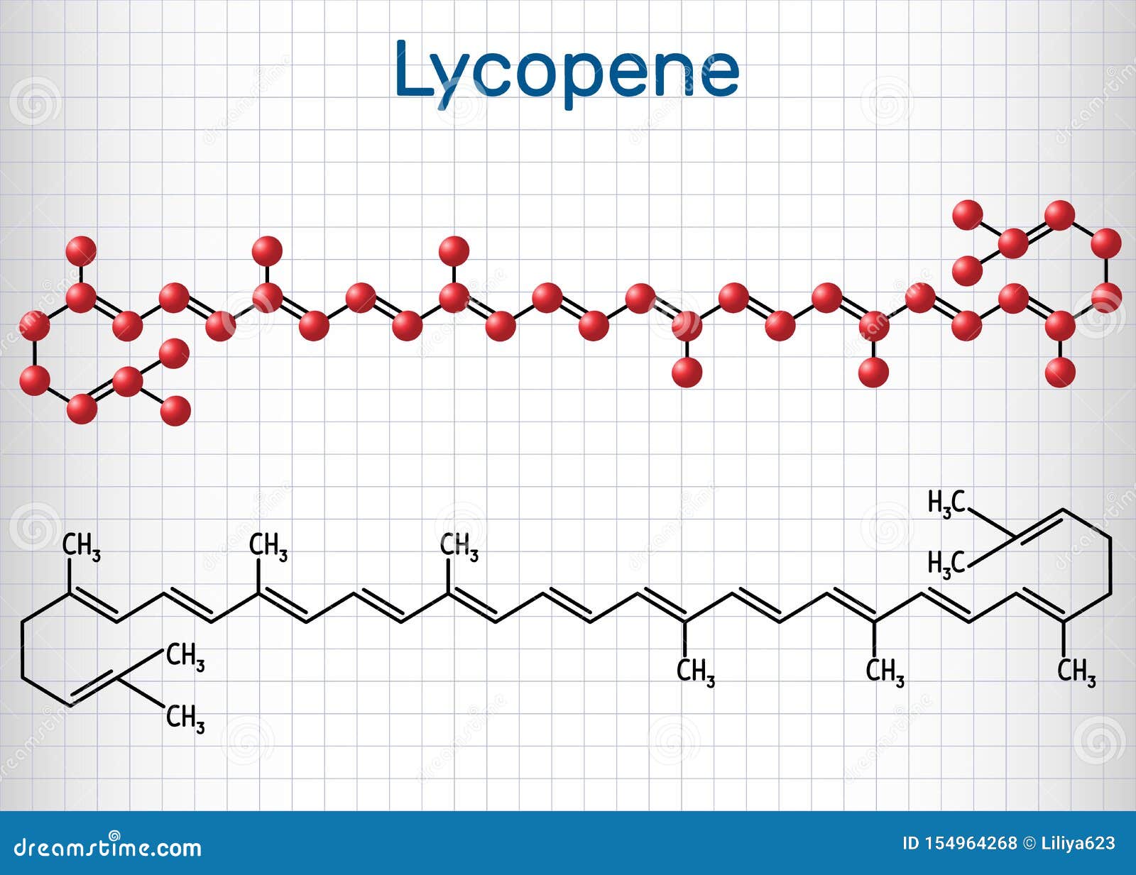 Lycopene Molecule. Structural Chemical Formula And Molecule Model ...