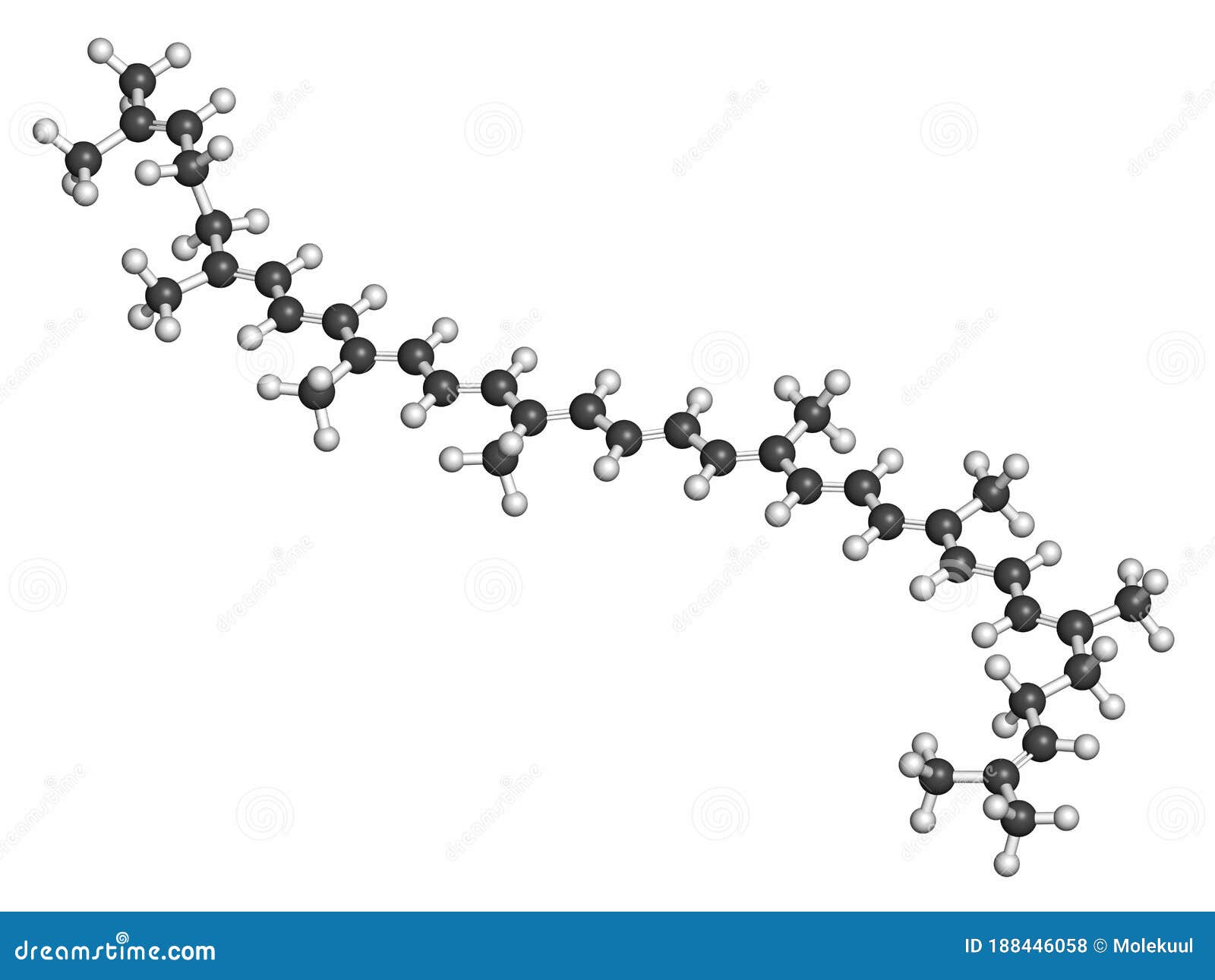 Lycopene Red Tomato Pigment Molecule, 3D Rendering. Atoms are ...
