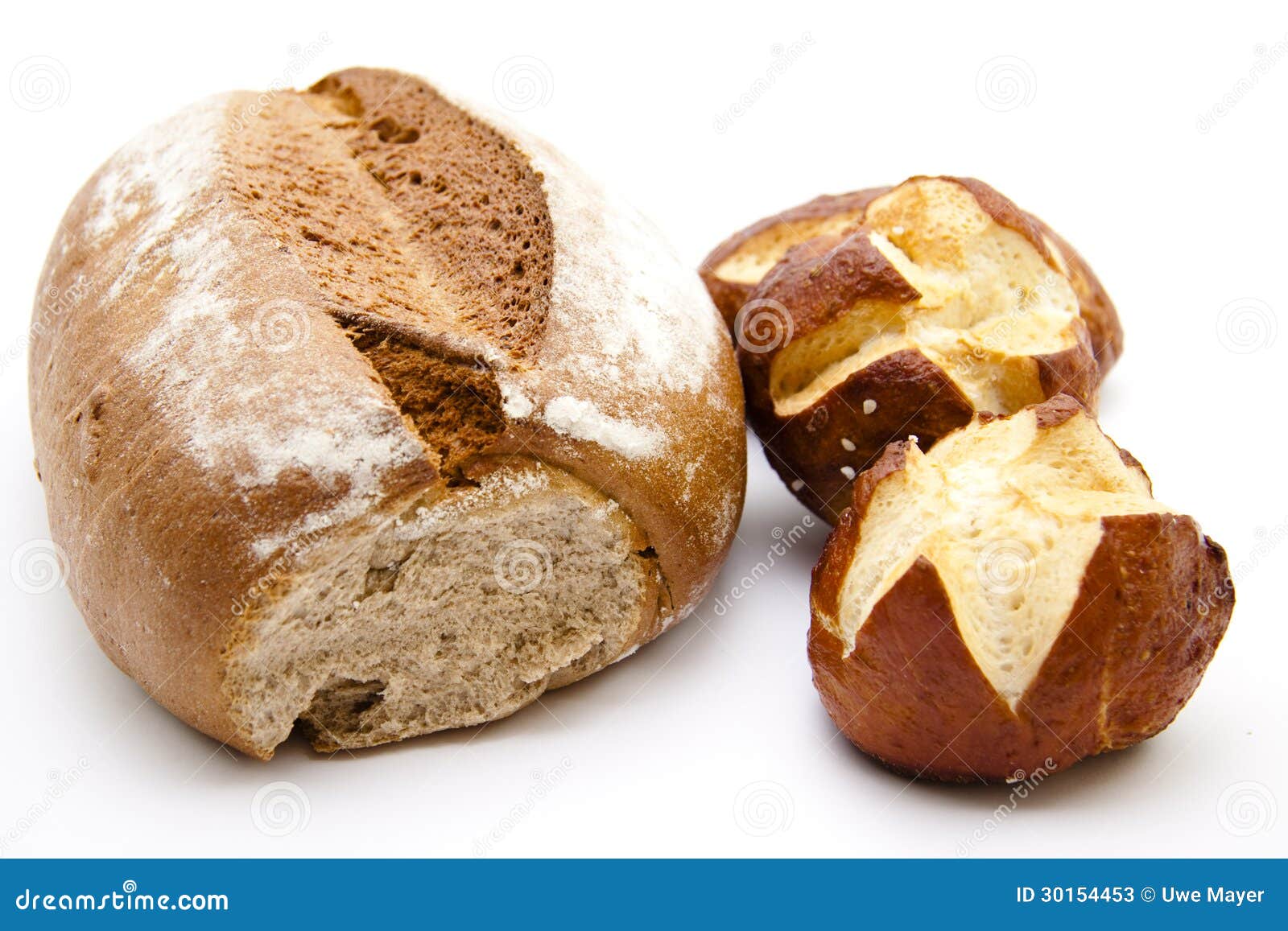 Lye Bread Rolls and Wheat Bread Stock Image - Image of tasty, roll ...