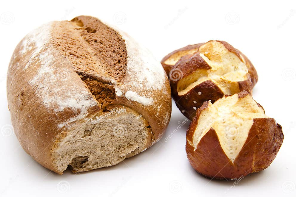 Lye Bread Rolls and Wheat Bread Stock Image - Image of tasty, roll ...
