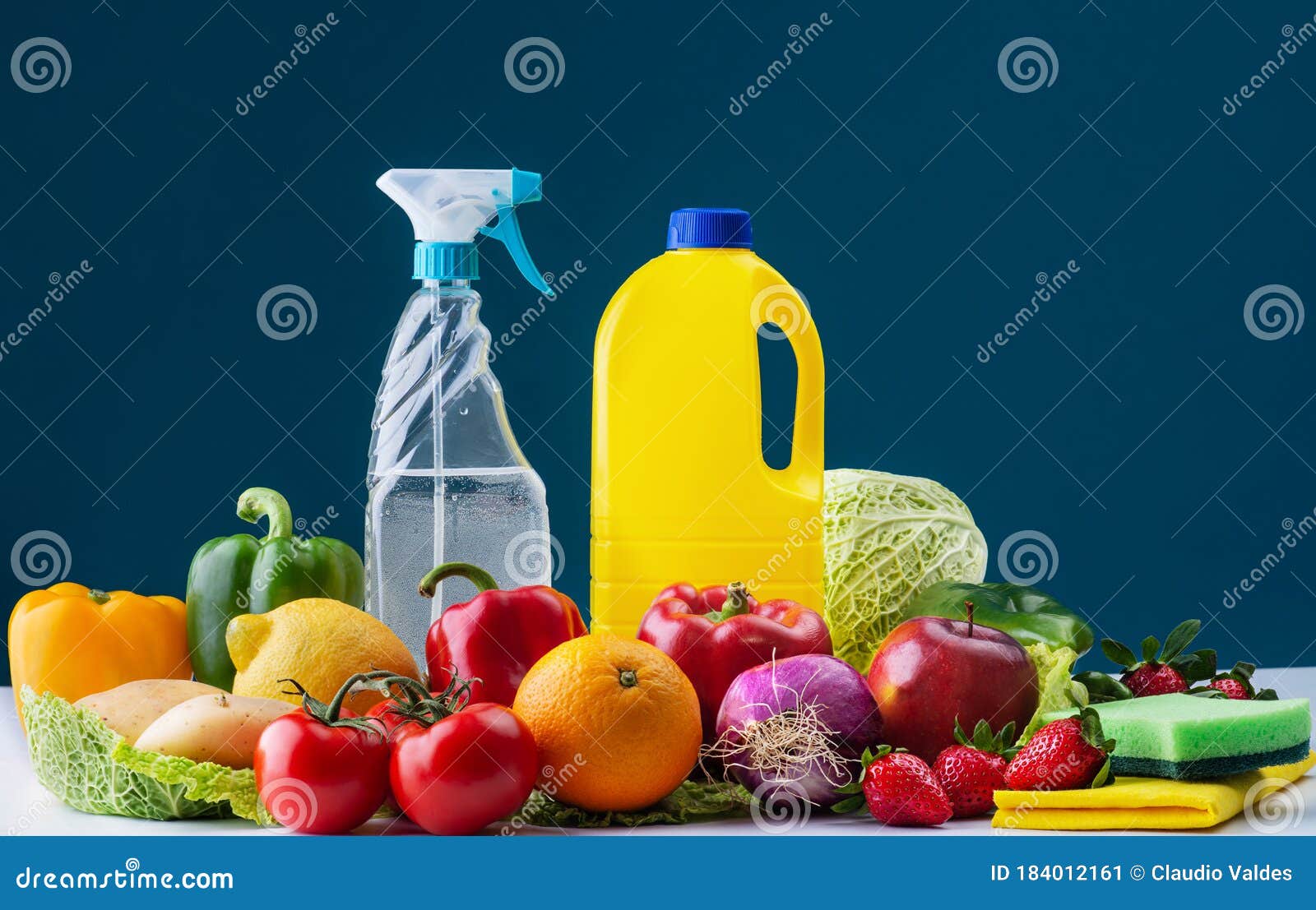 Lye Solution with Water To Disinfect Fresh Food. Vertical Stock Image ...
