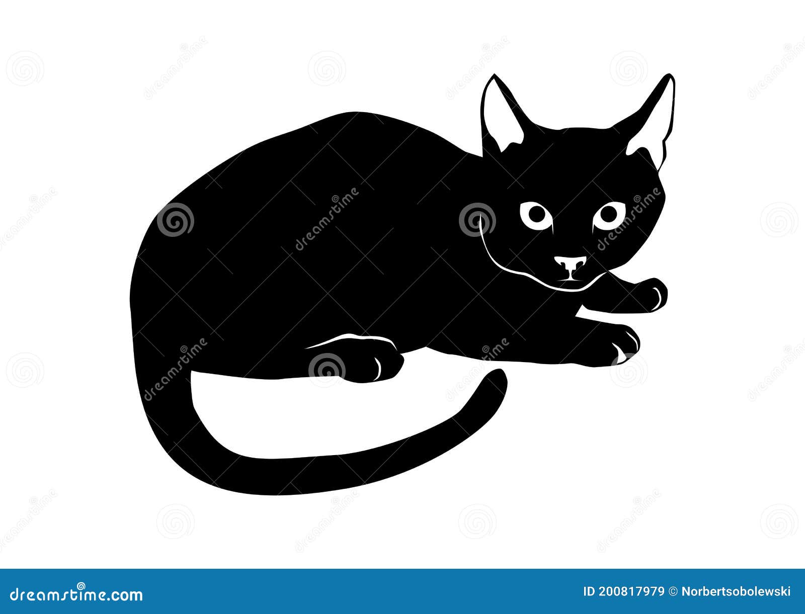 Lying cat silhouette. stock vector. Illustration of silhouette - 200817979
