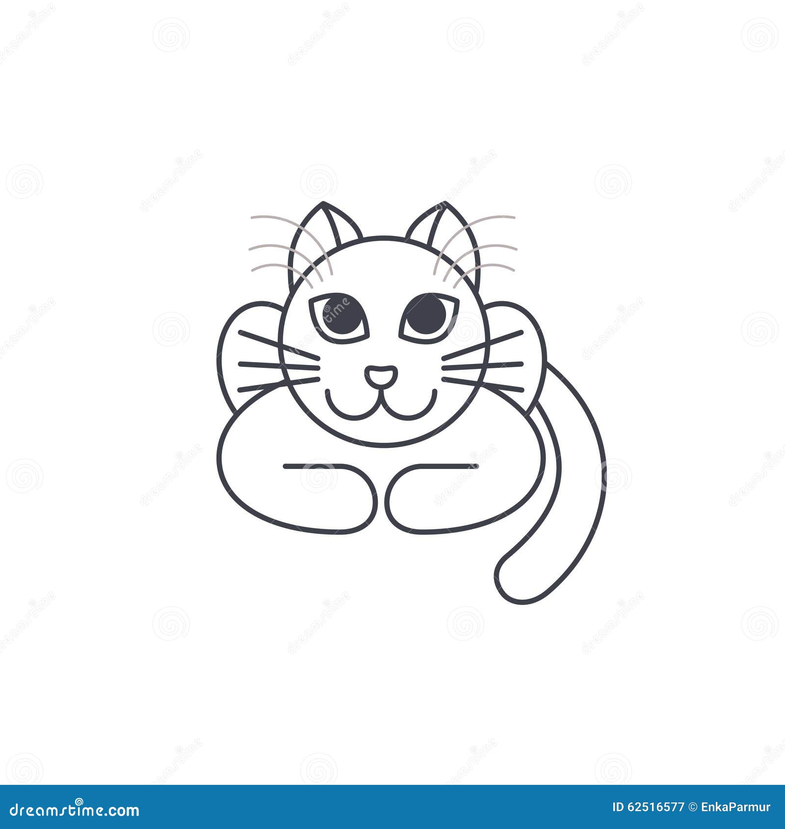 Lying cat line icon stock vector. Illustration of kitten - 62516577