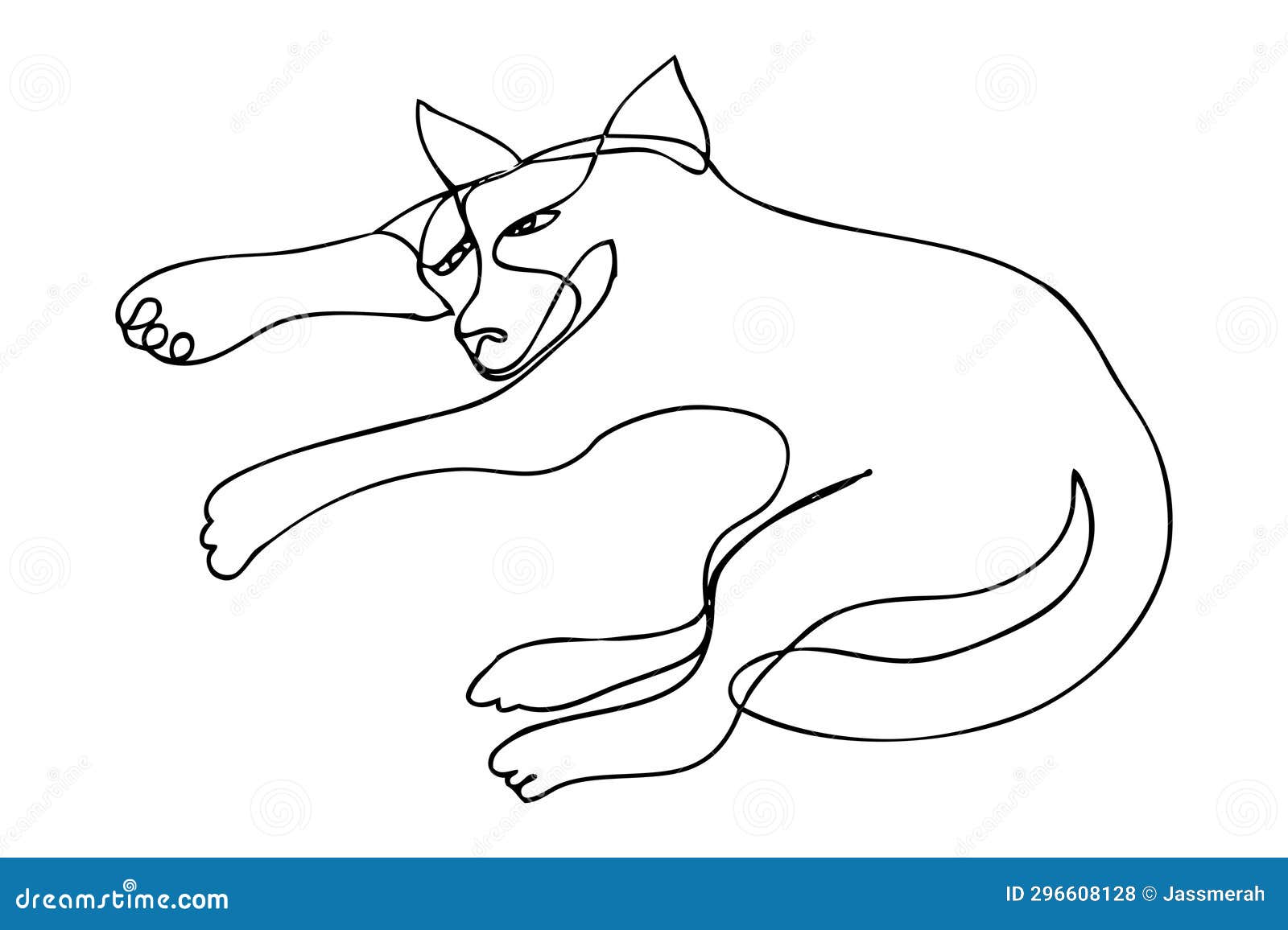 Lying Cat Simple Vector Sketch Single One or Continuous Line Stock ...