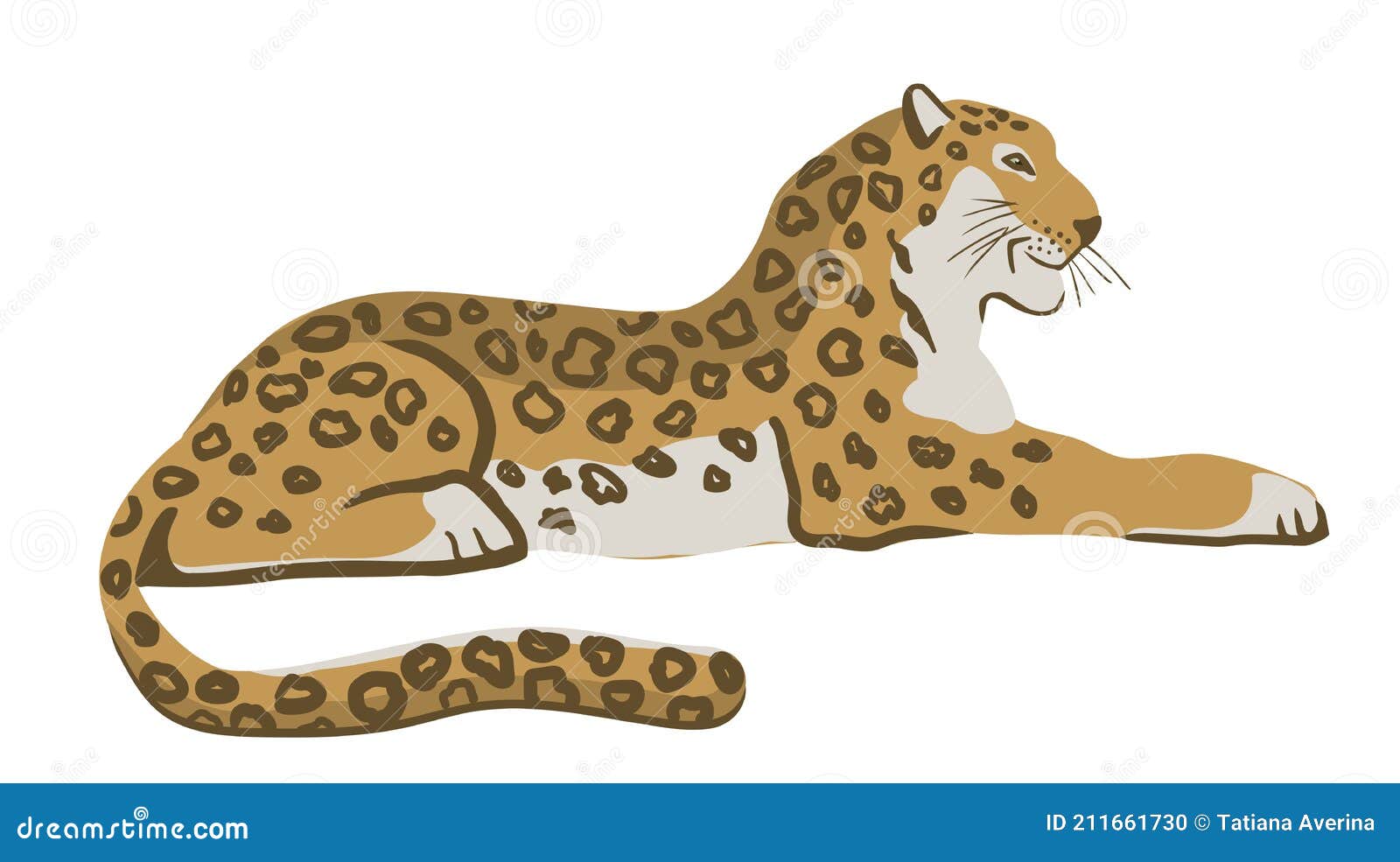 Lying Leopard. Vector Illustration, Isolated on White Stock Vector ...