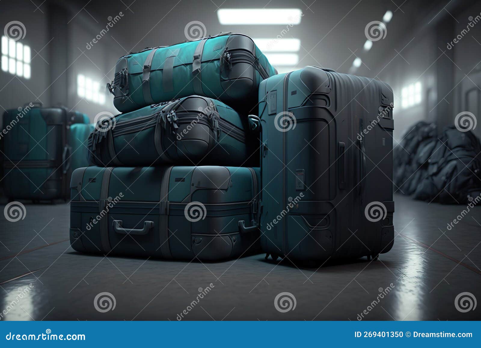 Lying Luggage at an Airport. Generative Ai. Stock Photo - Image of ...