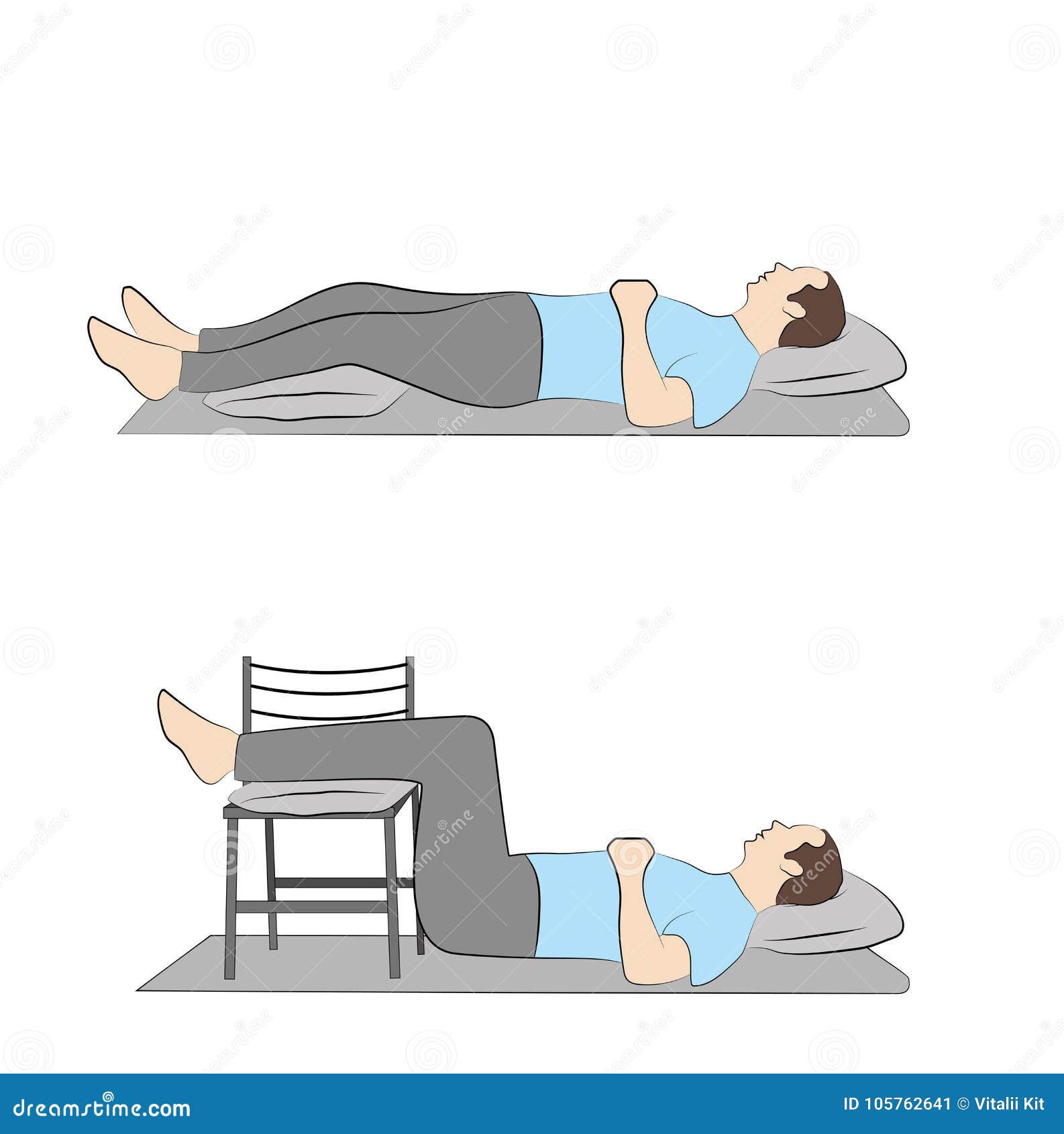 Lying Postures For Relaxing Legs. Exercises Cartoon Vector ...
