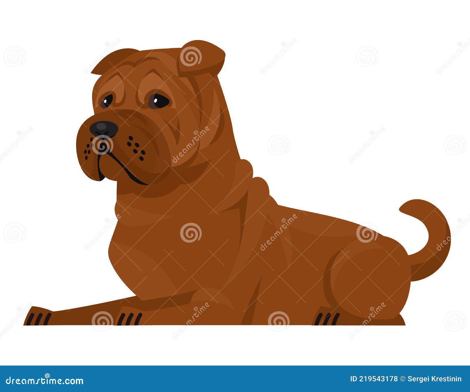Lying Shar Pei. stock vector. Illustration of animal - 219543178