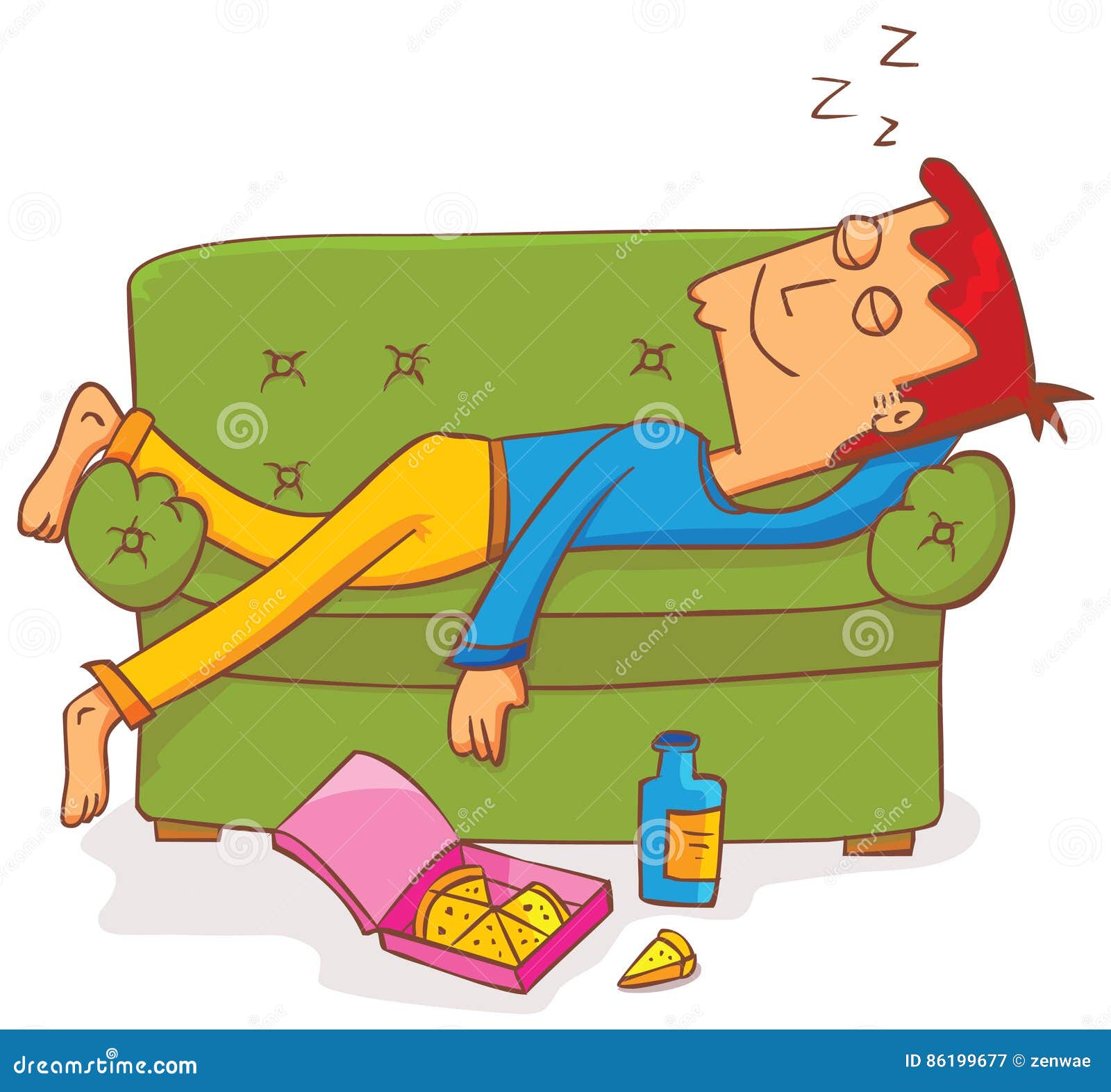 A Man Lying On The Bed With Sleeping Apnea And CPAP. Vector ...