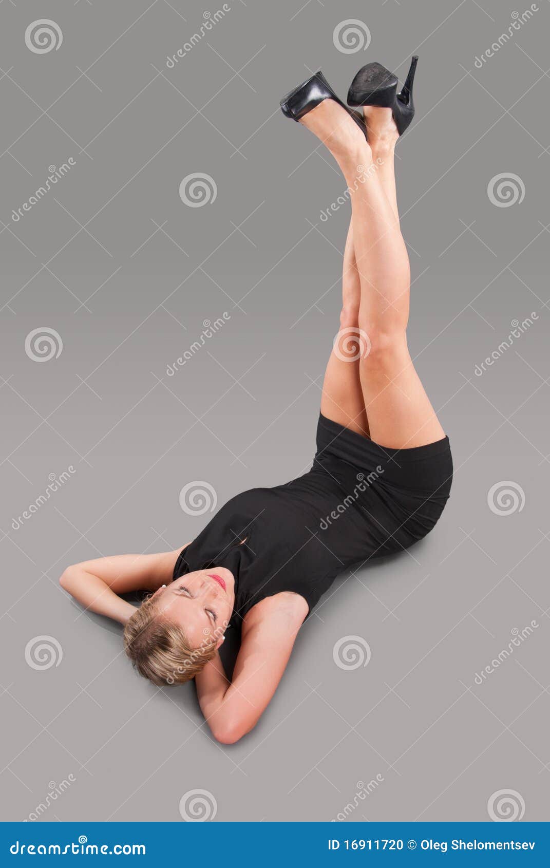Lying Woman with Raised Beautiful Legs Stock Photo - Image of legs ...