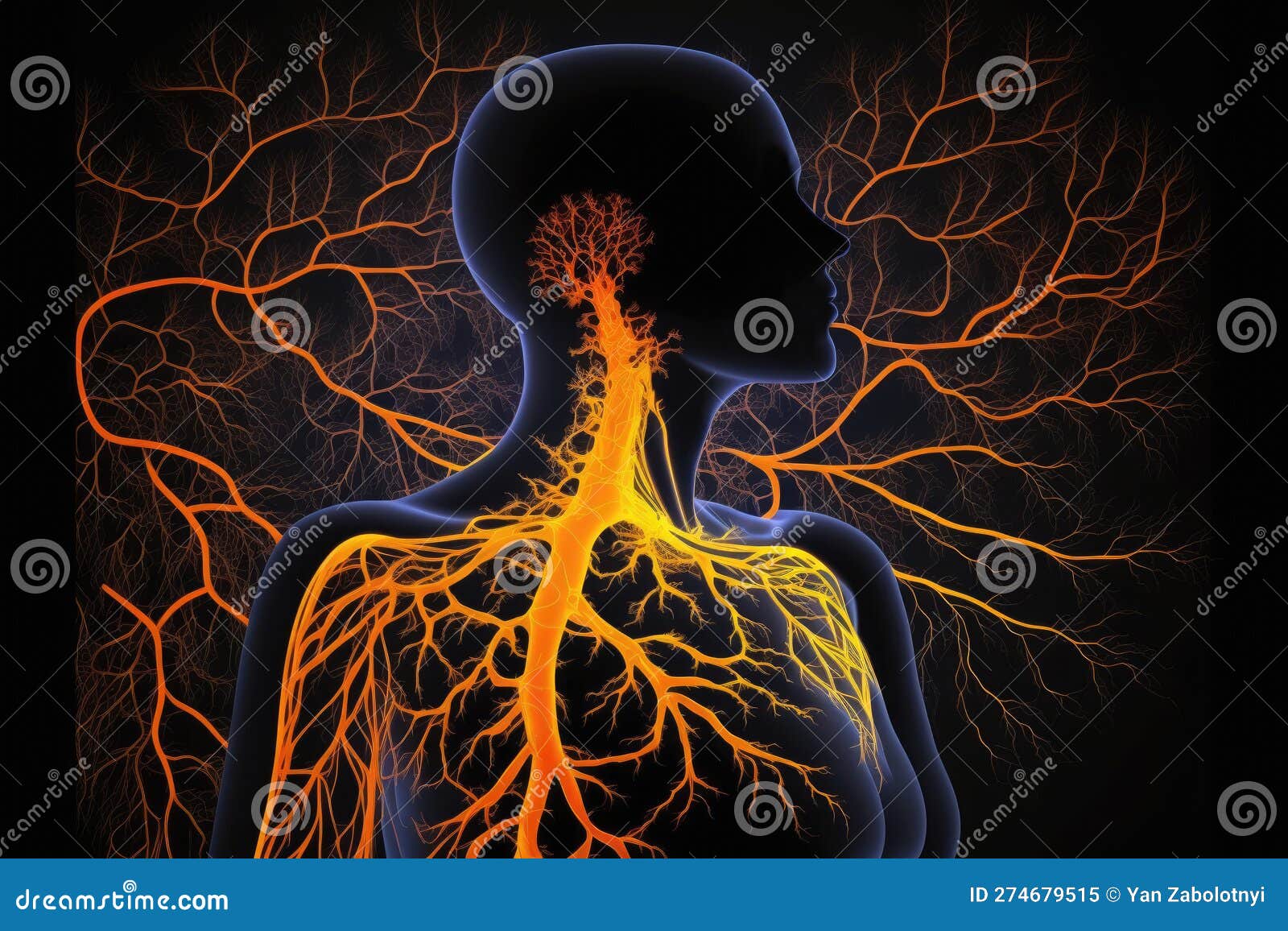Lymphatics Of The Head And Neck, Vintage Illustration Cartoon Vector ...