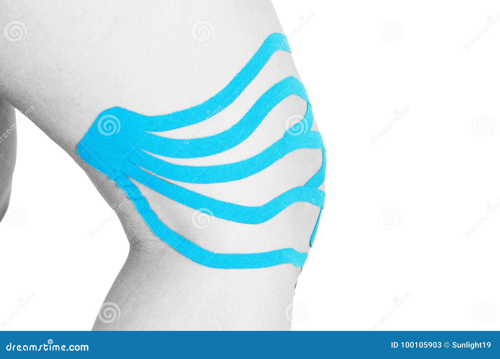 Lymphatic Knee Technique, Two Fan Strips. Kinesiology Tape Stock Image ...