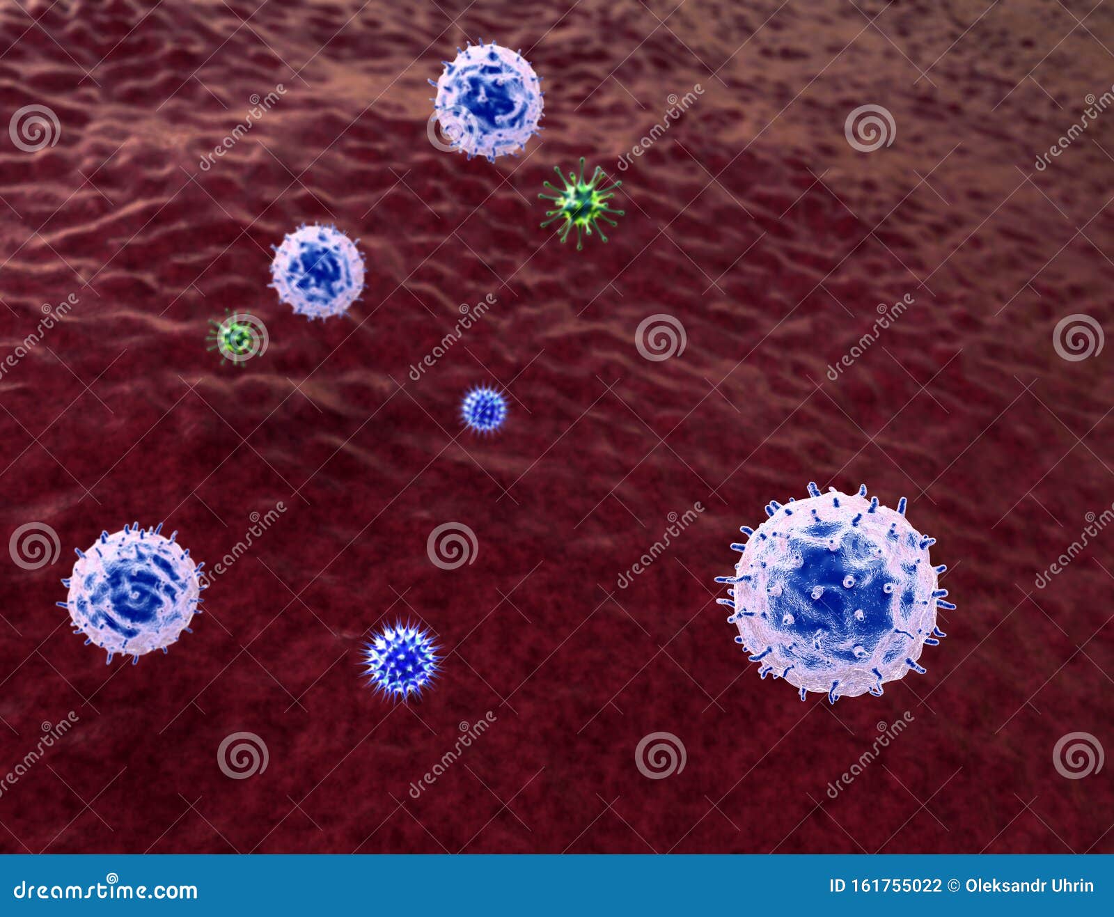 Lymphocytes and viruses stock illustration. Illustration of lymphocyte ...