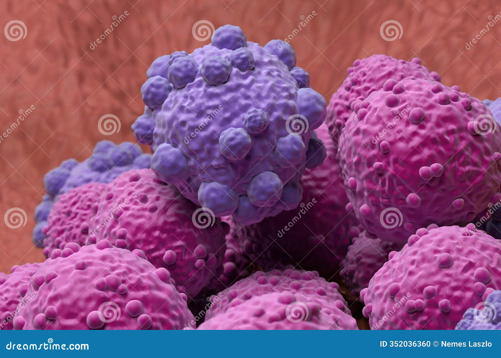 Lymphoma Cells - Closeup View 3d Illustration Stock Illustration ...