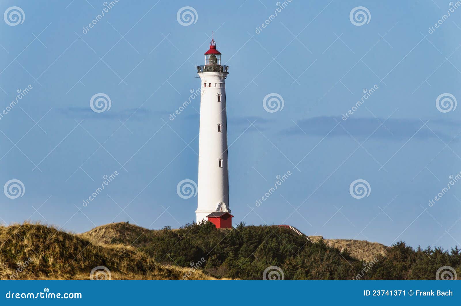 Lyngvig Lighthouse at the Danish Stock Image - Image of stone, white ...