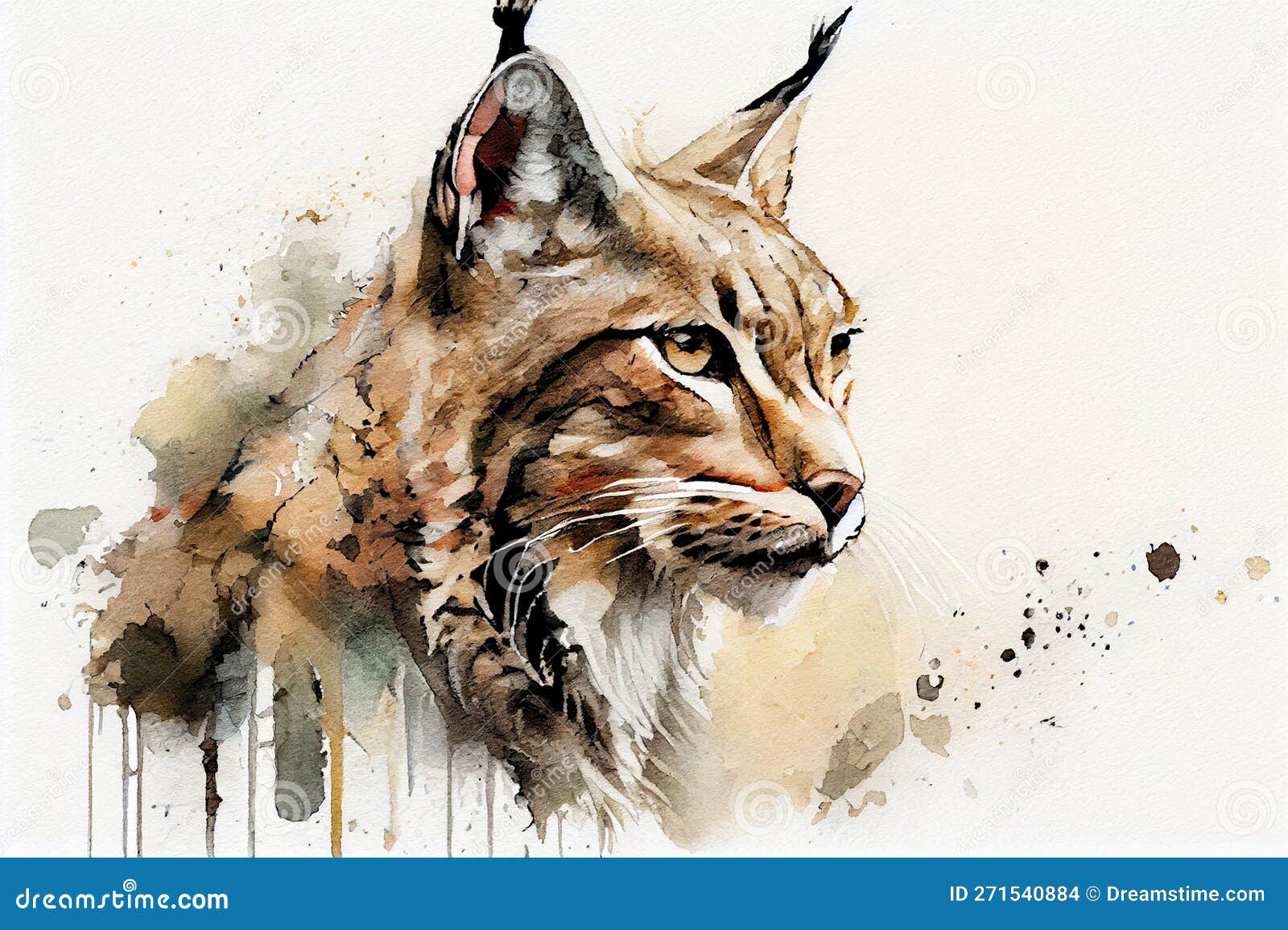 Lynx Drawing with Bit of Watercolour Stock Illustration - Illustration ...