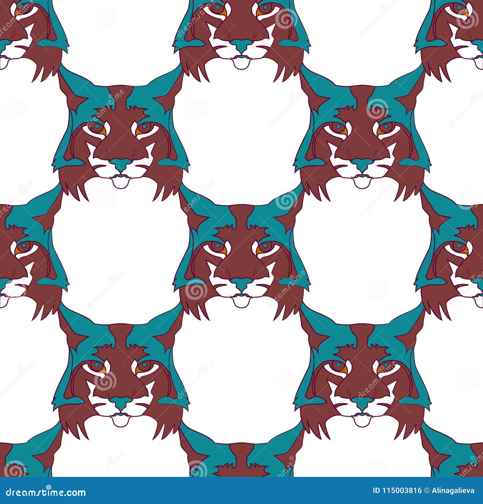 Lynx Faces Abstract Pattern Stock Vector - Illustration of applique ...