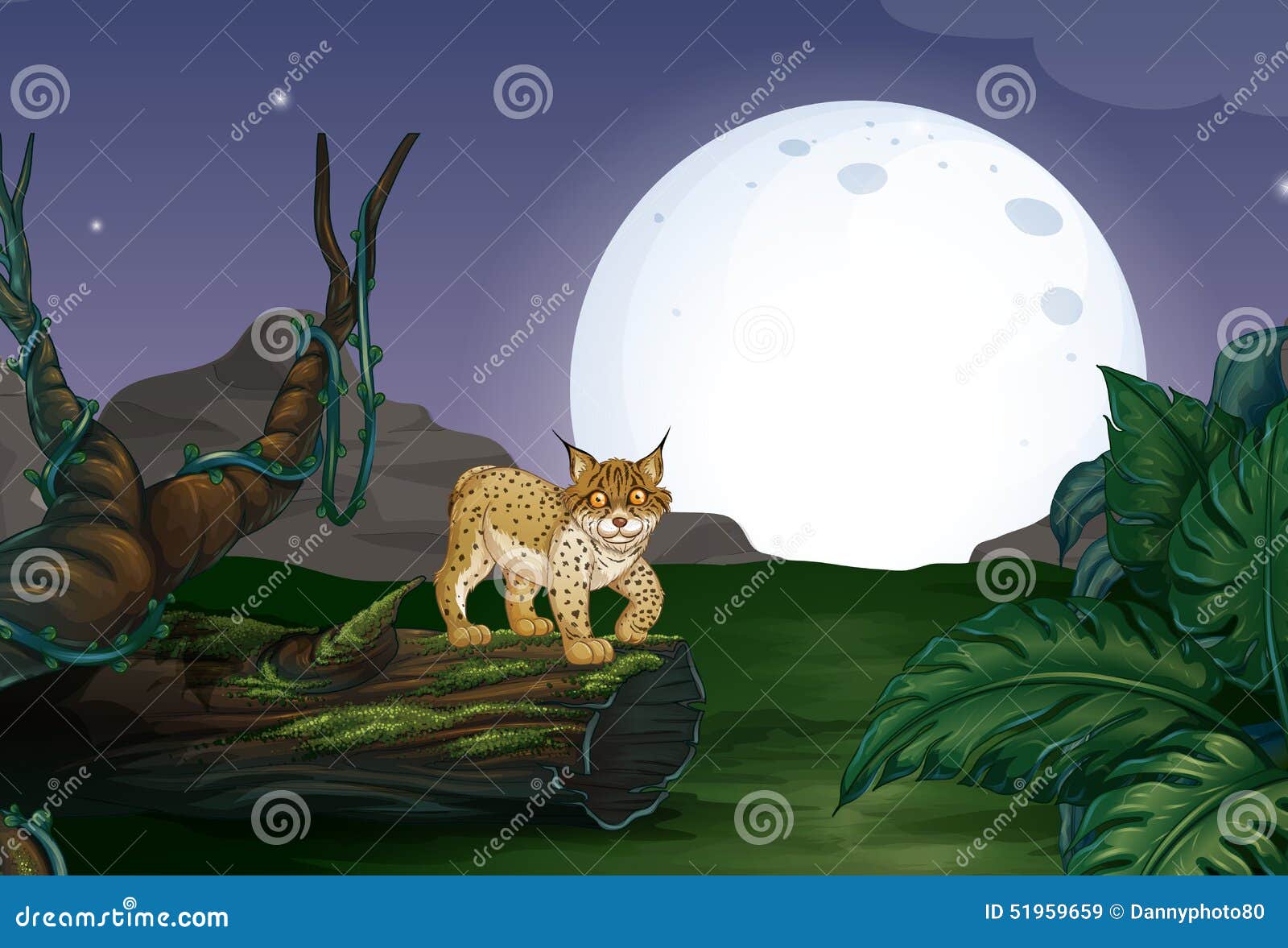 Lynx and forest stock vector. Illustration of tree, tropical - 51959659