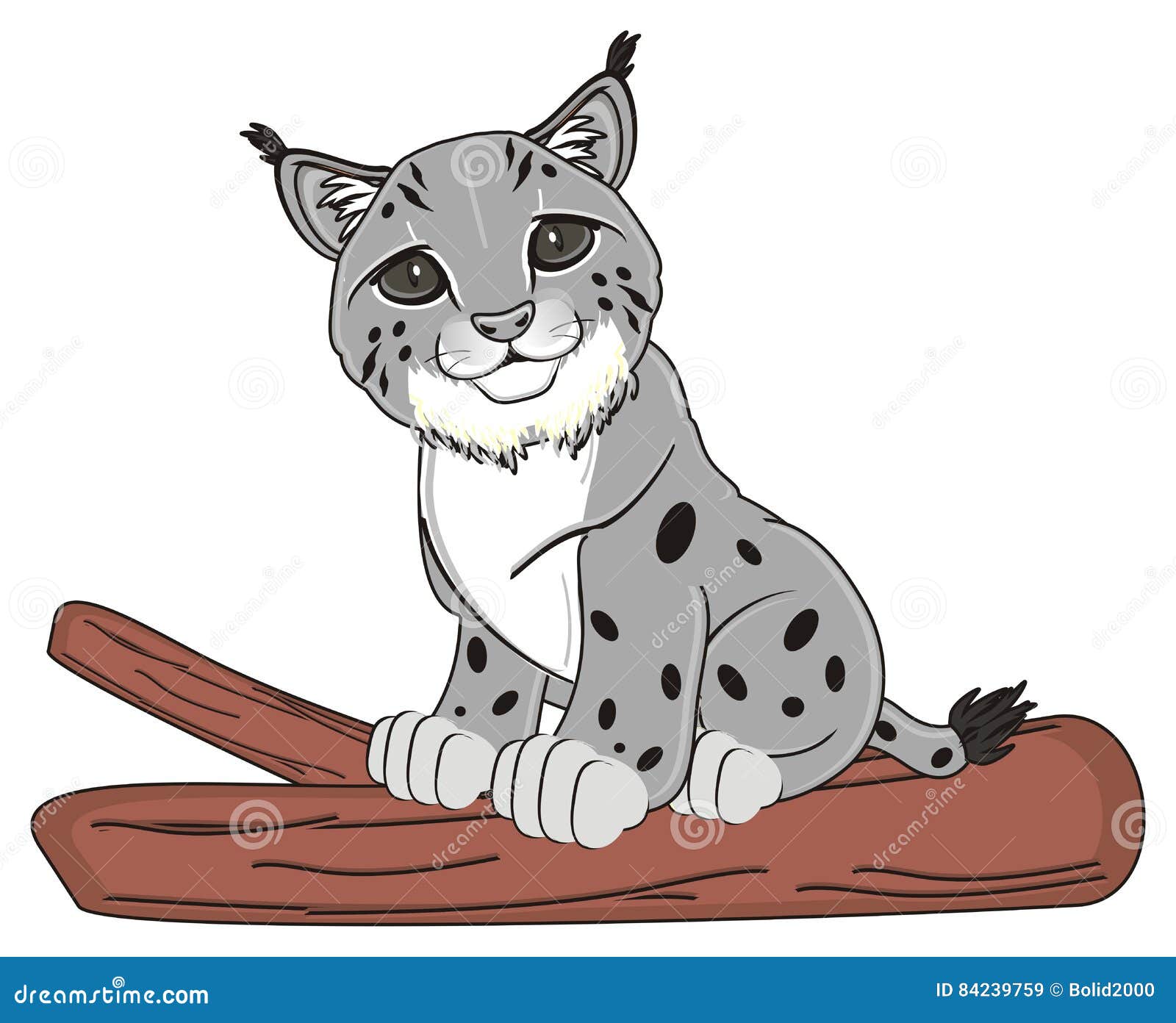 Lynx sit on the tree stock illustration. Illustration of meow - 84239759