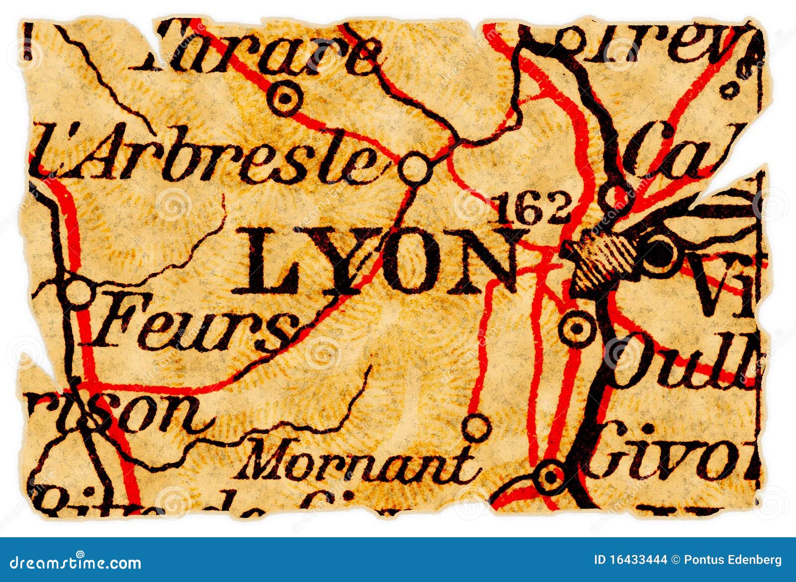 Lyon-alte Karte stockfoto. Bild von zerrissen, frankreich - 16433444