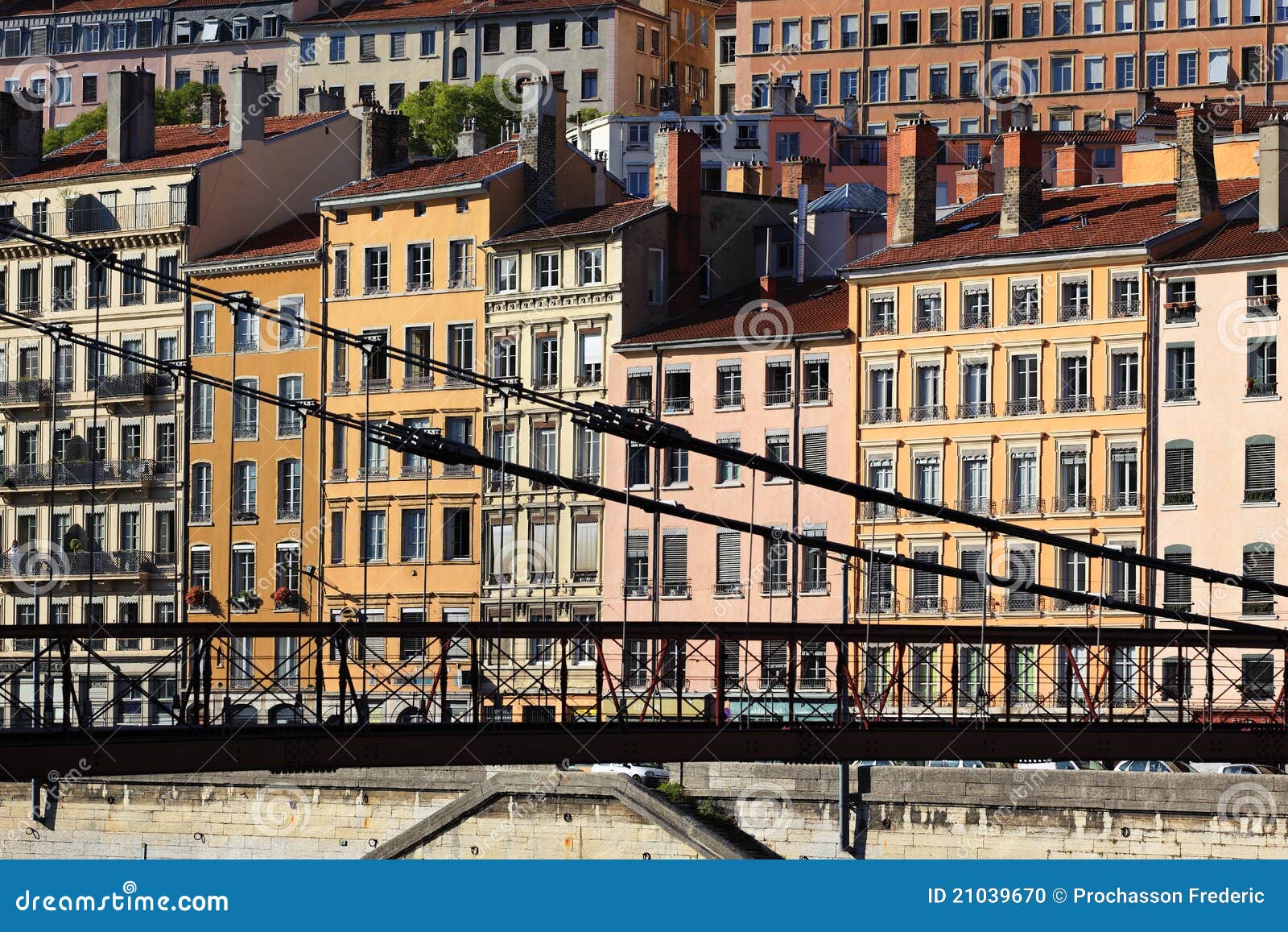 Lyon city and footbridge stock photo. Image of dwellings - 21039670